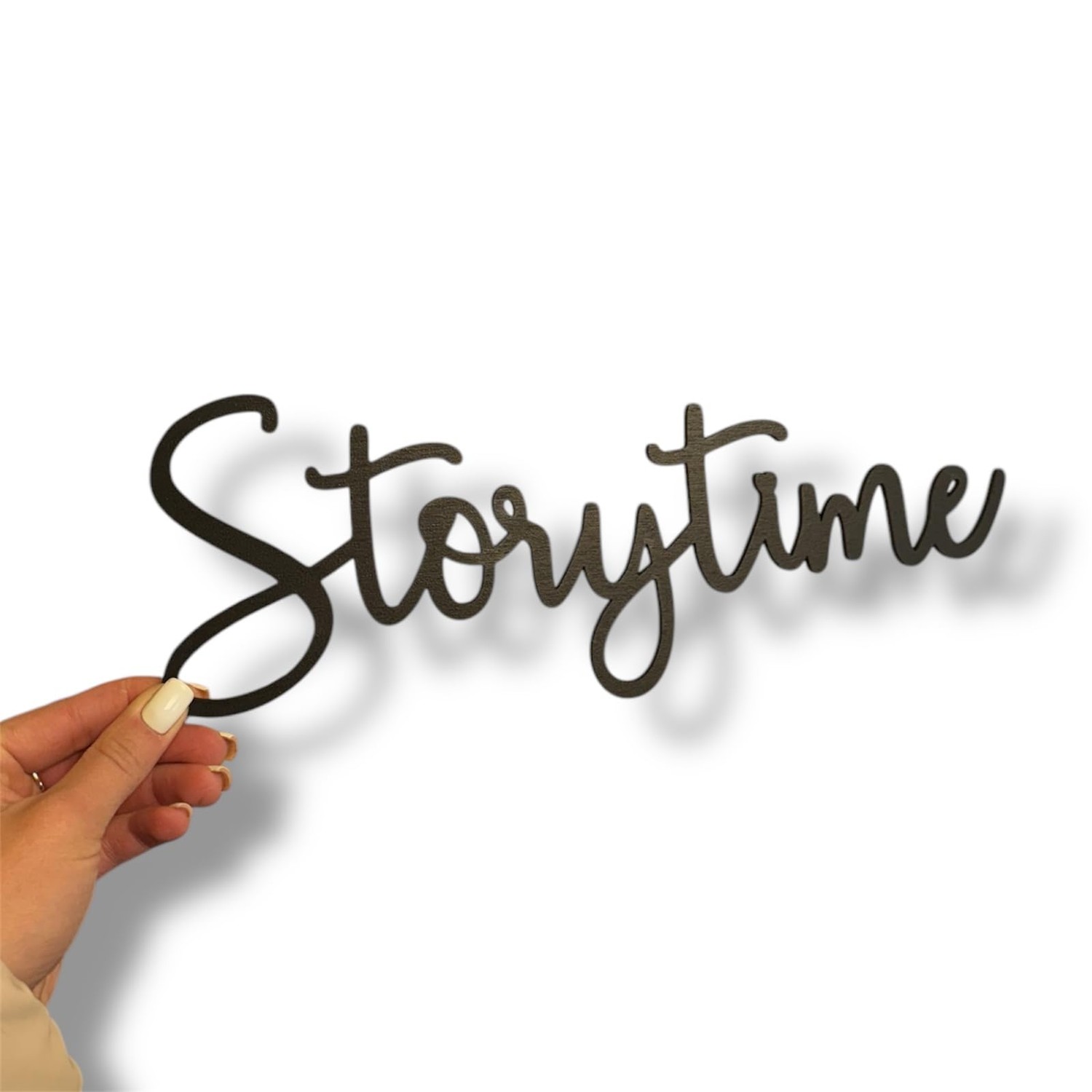Storytime Wooden Script Wall Sign Black Plywood Decorative Sticker for ...