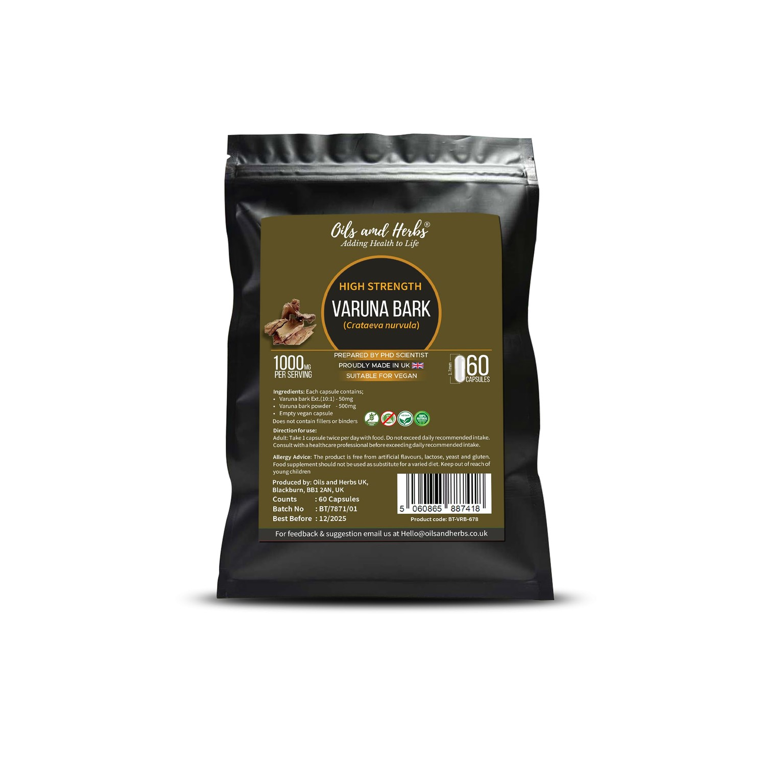 High Strength Varuna Bark Capsule- 1000MG- No fillers or Binders- Made ...