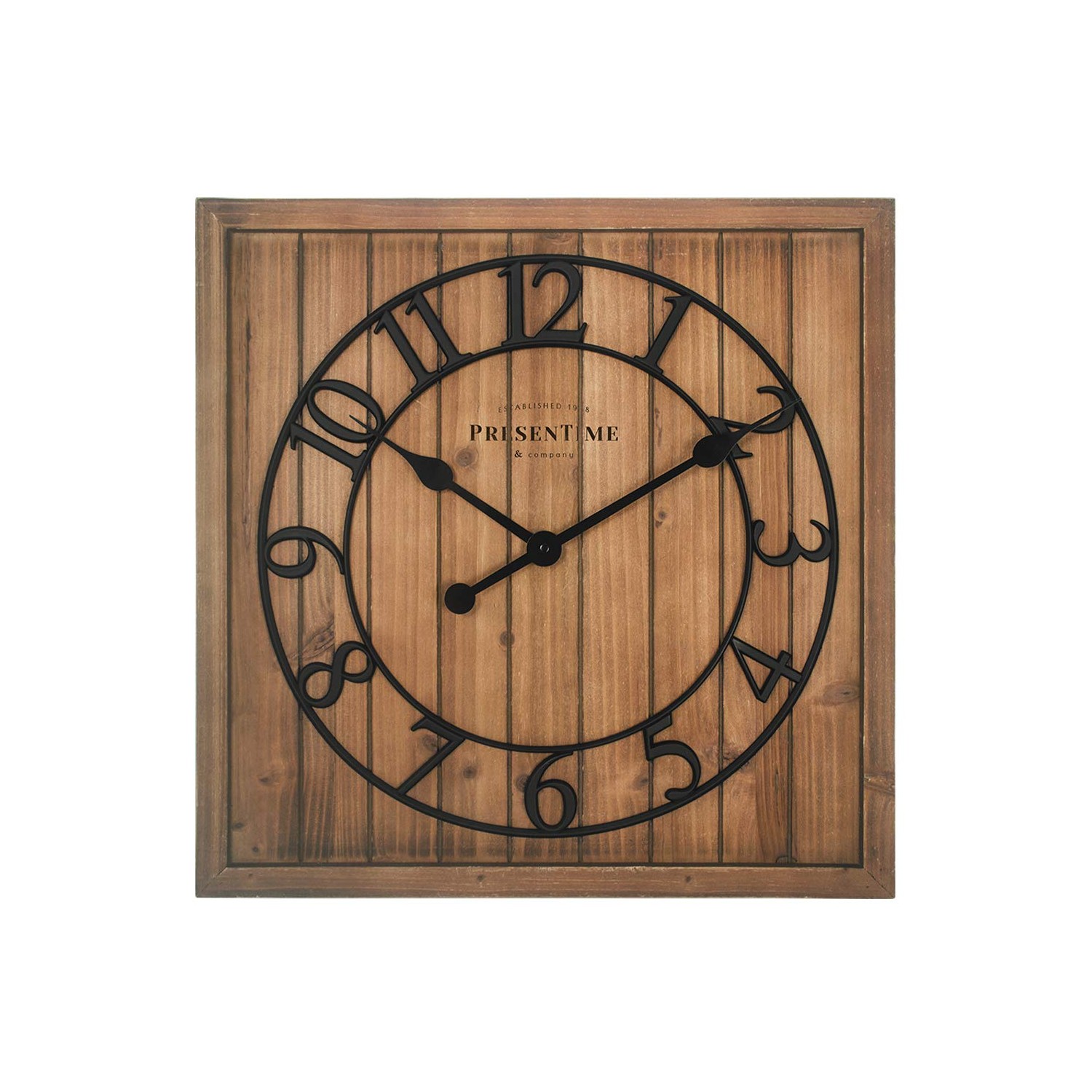 PresenTime & Co 21" Farmhouse Square Shiplap Barn Door Wood Clock - Fir ...