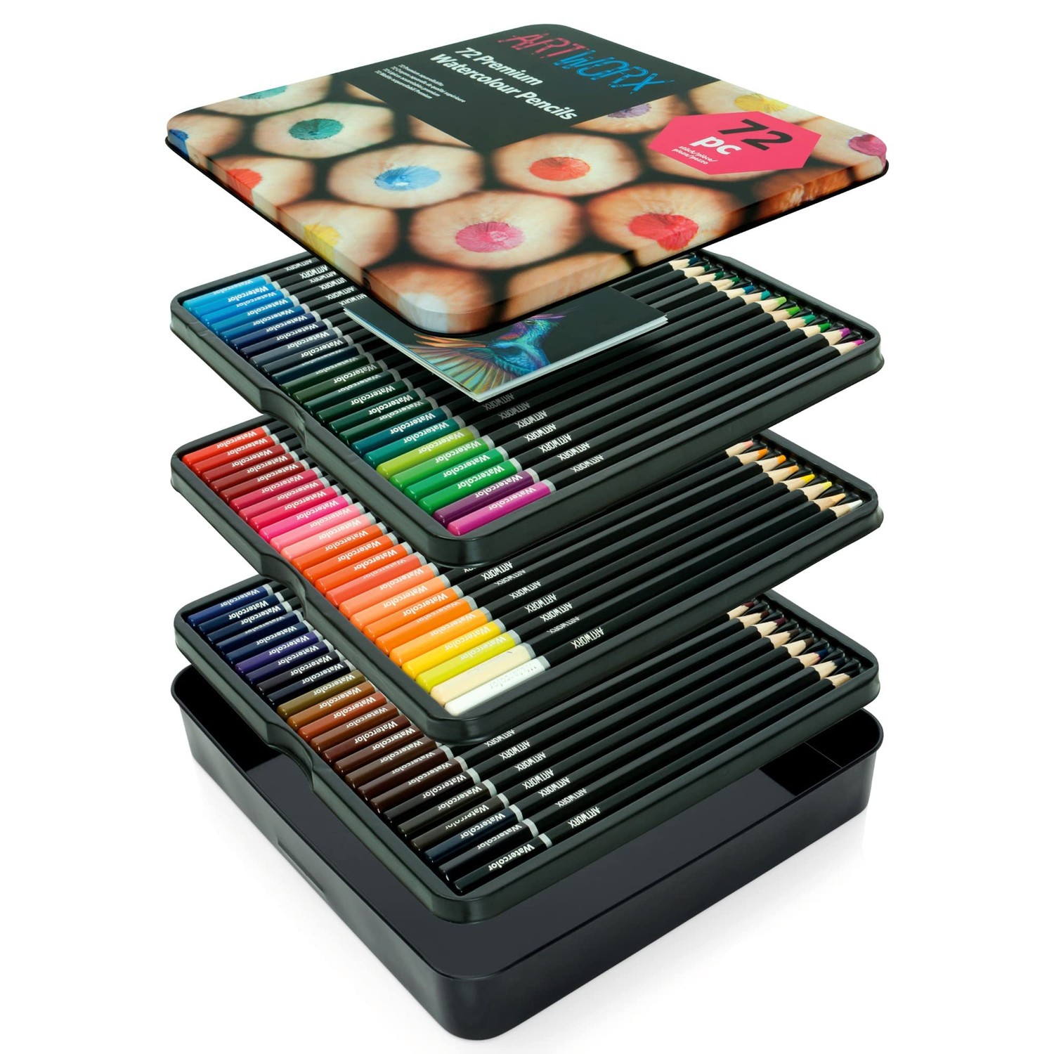 Artworx 72 Premium Watercolour Pencils Set - Coloured Art Pencils For ...