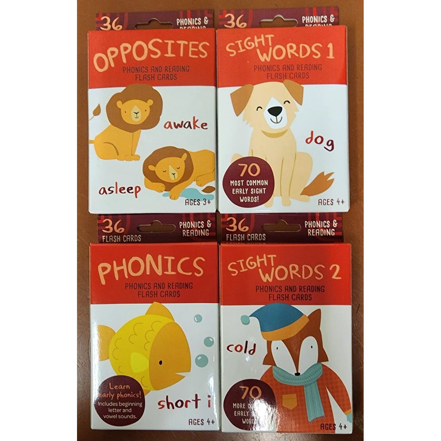 Bendon Flash Cards. Pack Of 4. Opposites, Phonics And Sight Words 1 And ...