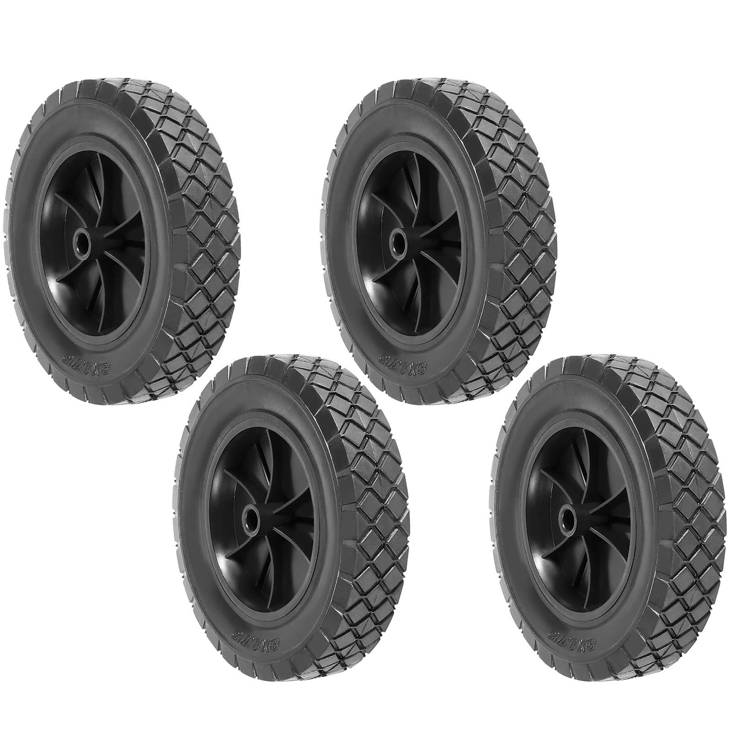 MUKCHAP 4 Pack 8 Inch Solid Rubber Wheels, Hand Truck Wheel Replacement ...