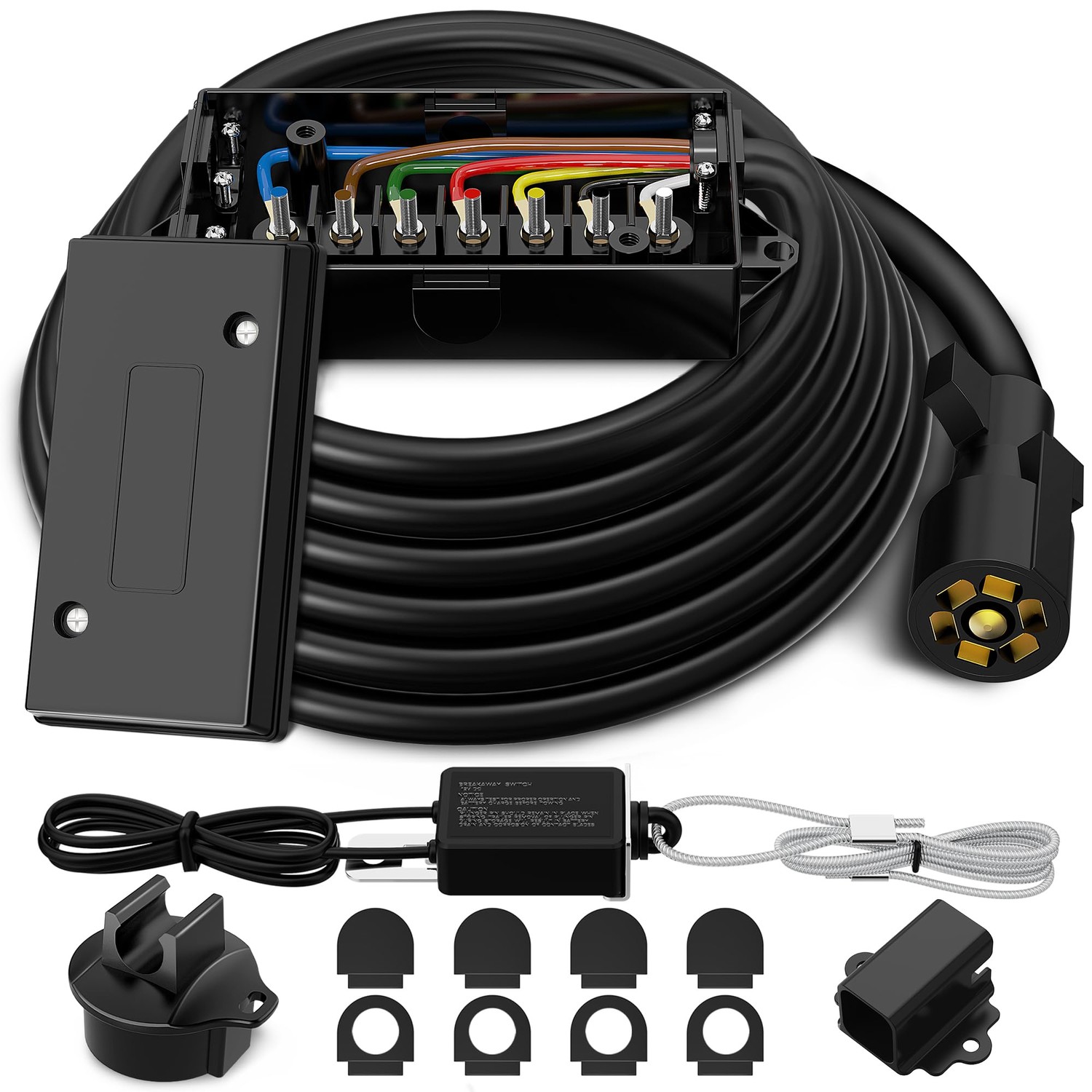 7 Pin Trailer Wiring Harness Kit 10FT, 7 Way Trailer Plug with ...