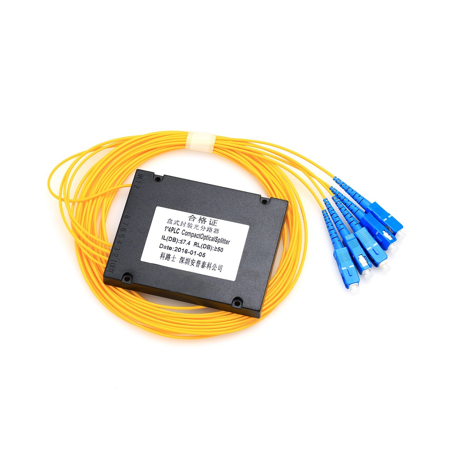 1x4 PLC Optical Splitter Cassette, Planar Waveguide Optical Splitter, 1 ...