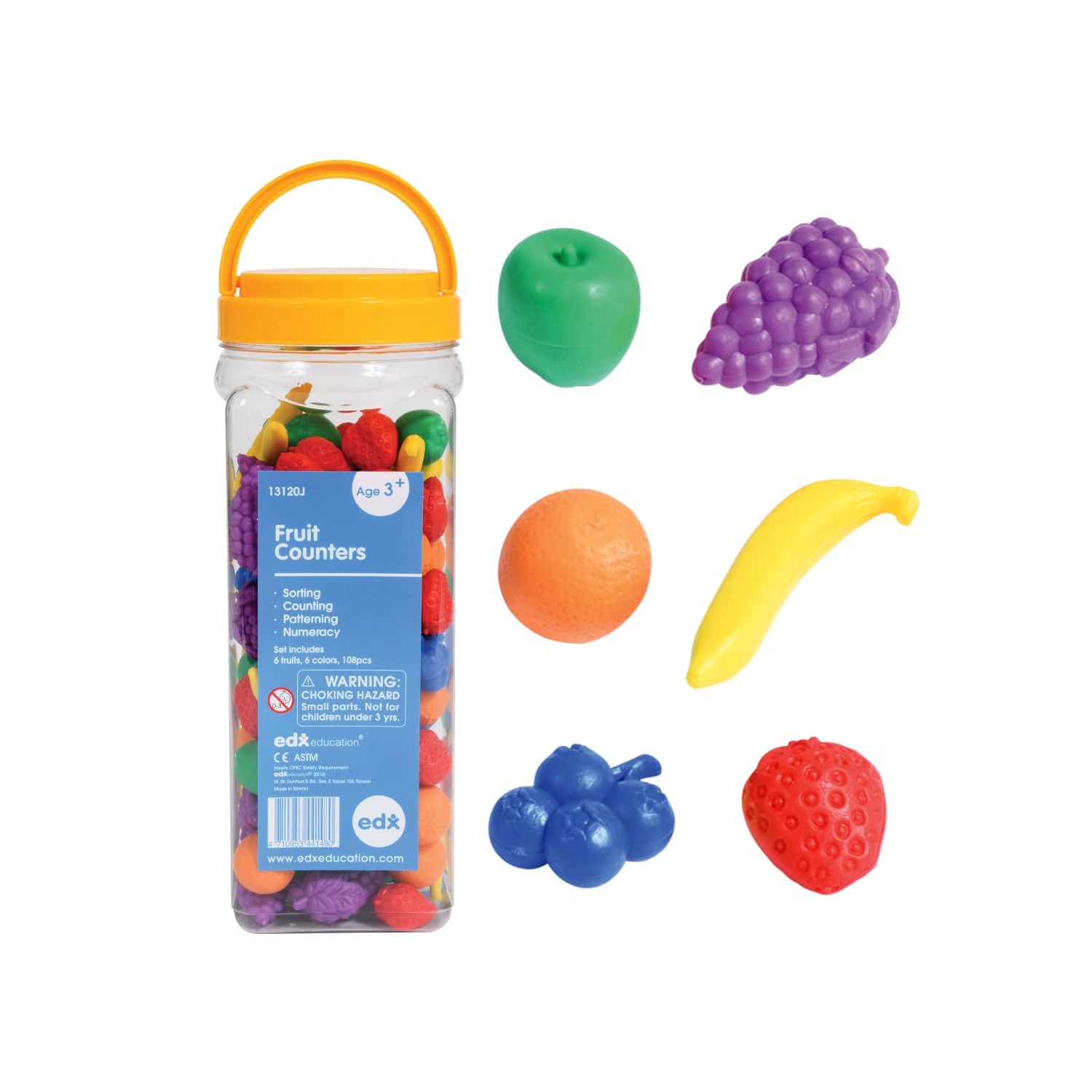 edxeducation Fruit Counters | Set of 108 | Math Manipulatives for ...