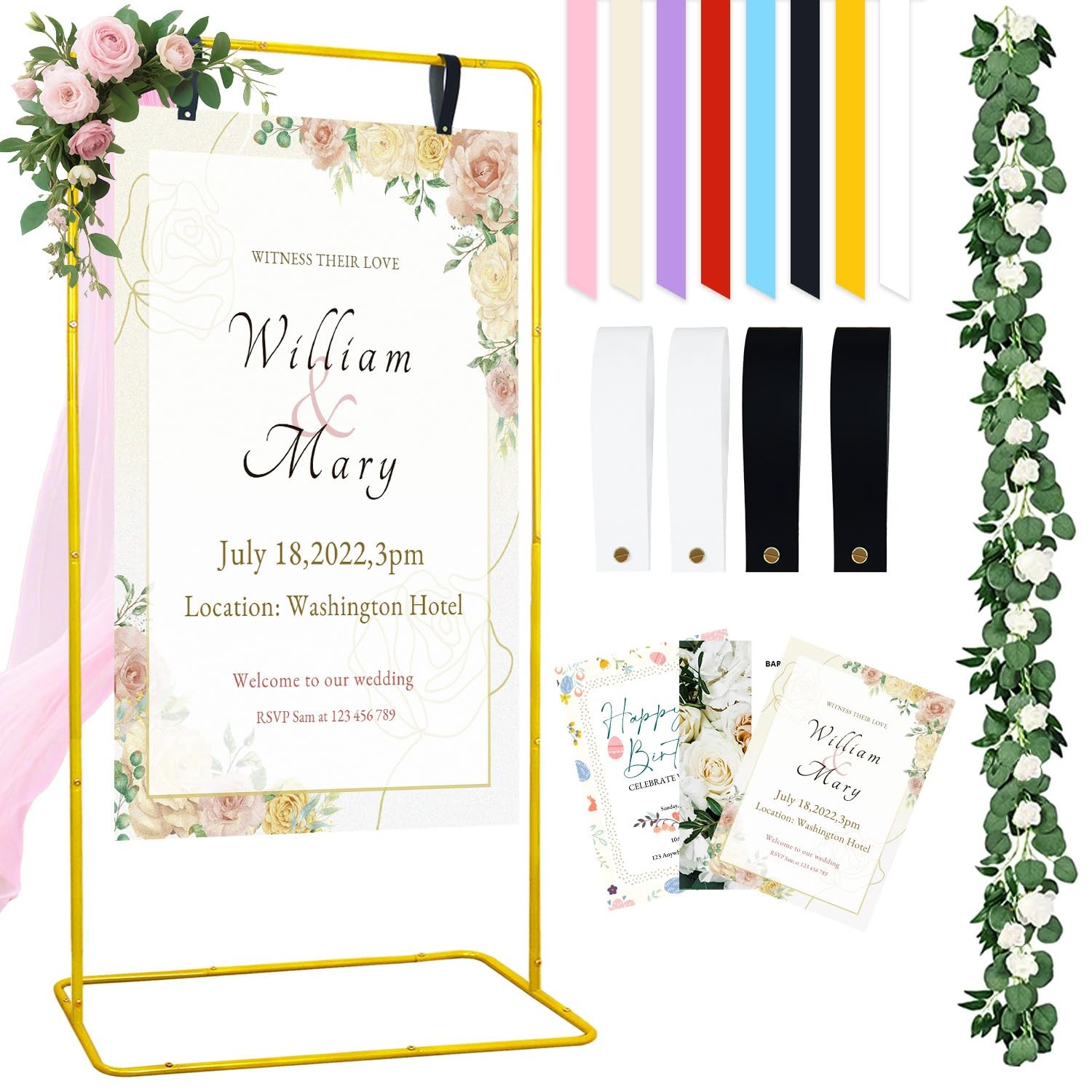 Wedding Sign Holder Gold Metal Welcome Sign Stand 68”x32”x16 ...