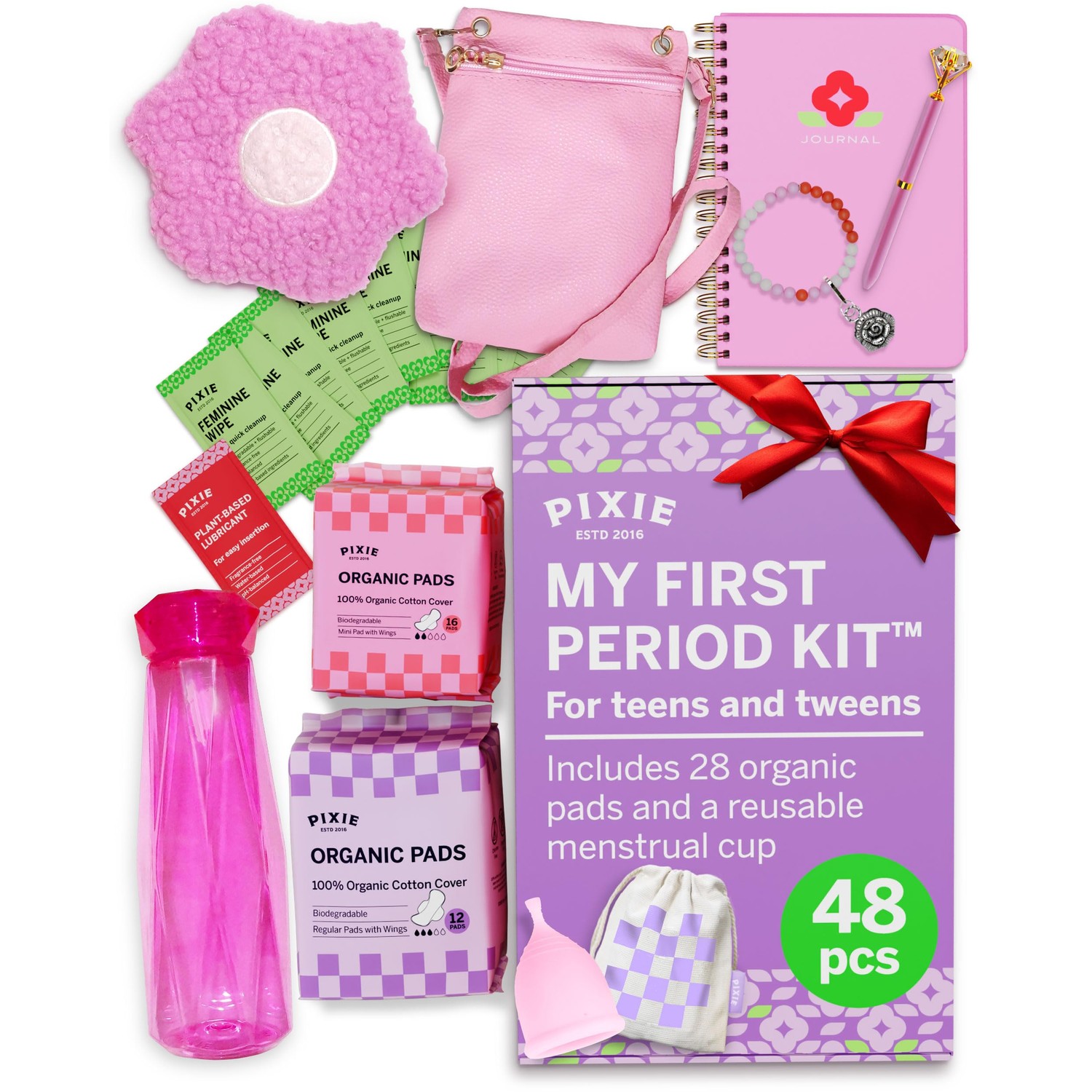 Pixie Cup First Period Kit for Girls 9-12 - Ranked 1 for Comfortable & Organic Teen Pads - Tween ...