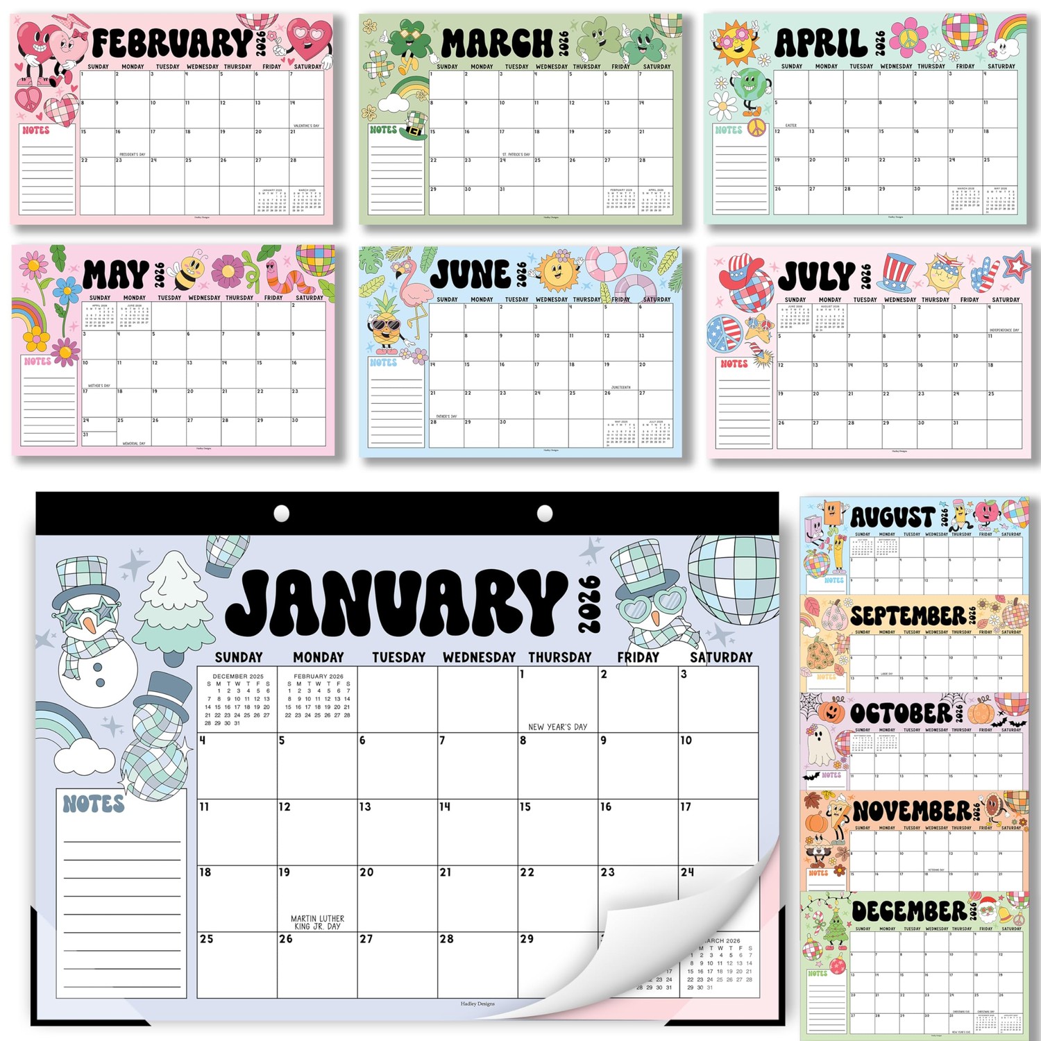 Hadley Designs Large Desk Calendar 2026-2027 - Monthly Teacher Desk ...