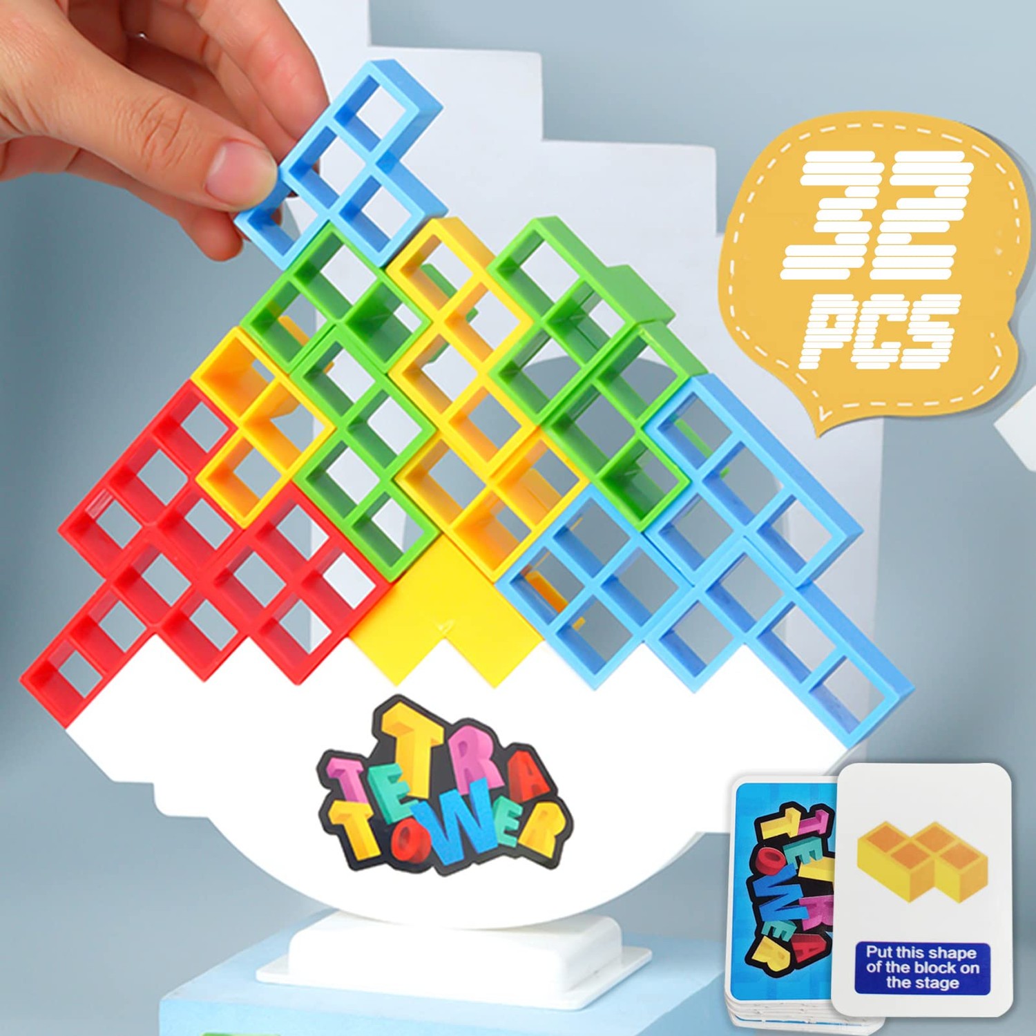 ALKISTA 32 Pcs Tetra Tower Balance Stacking Blocks Game, Board Games ...