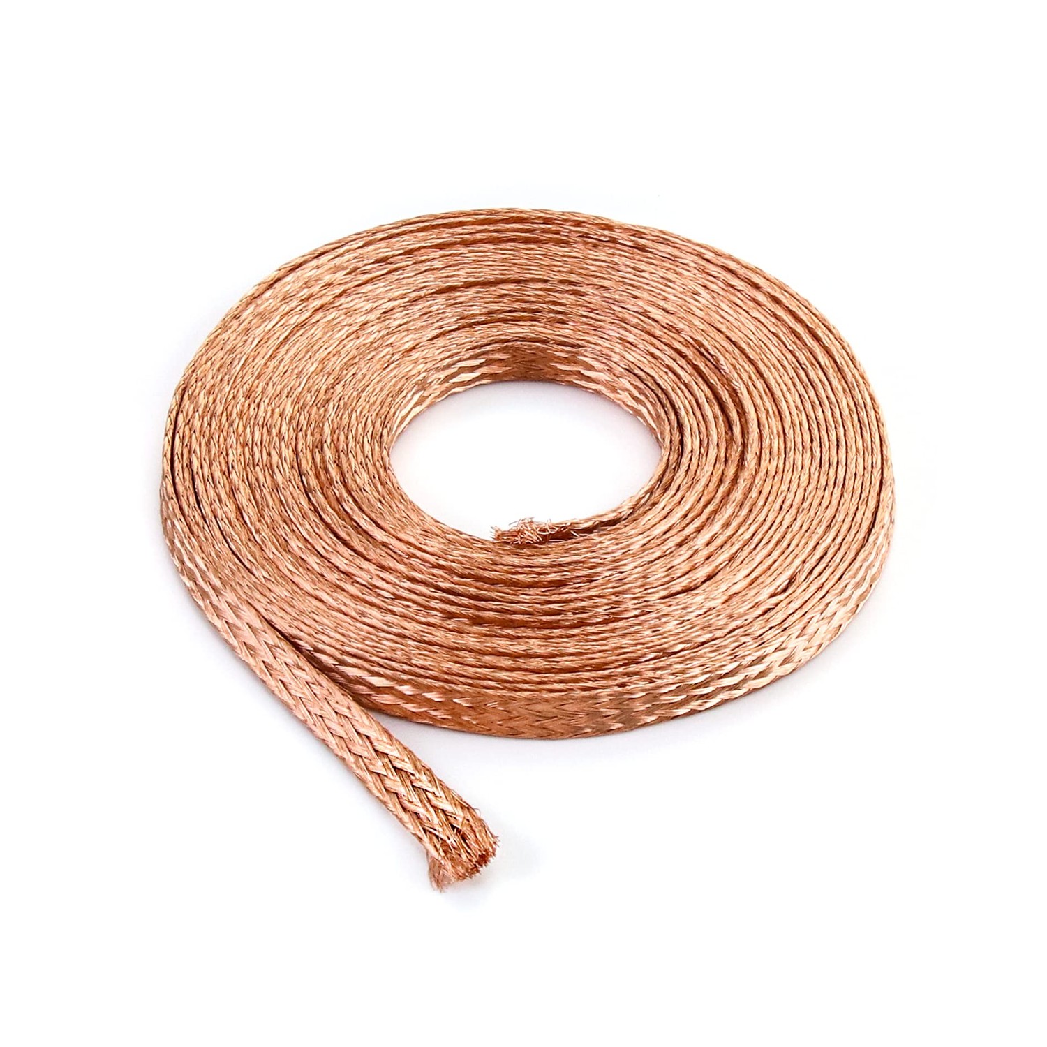 QWORK Flat Copper Braid Cable, 20ft 6mm Flat Copper Braided Ground ...