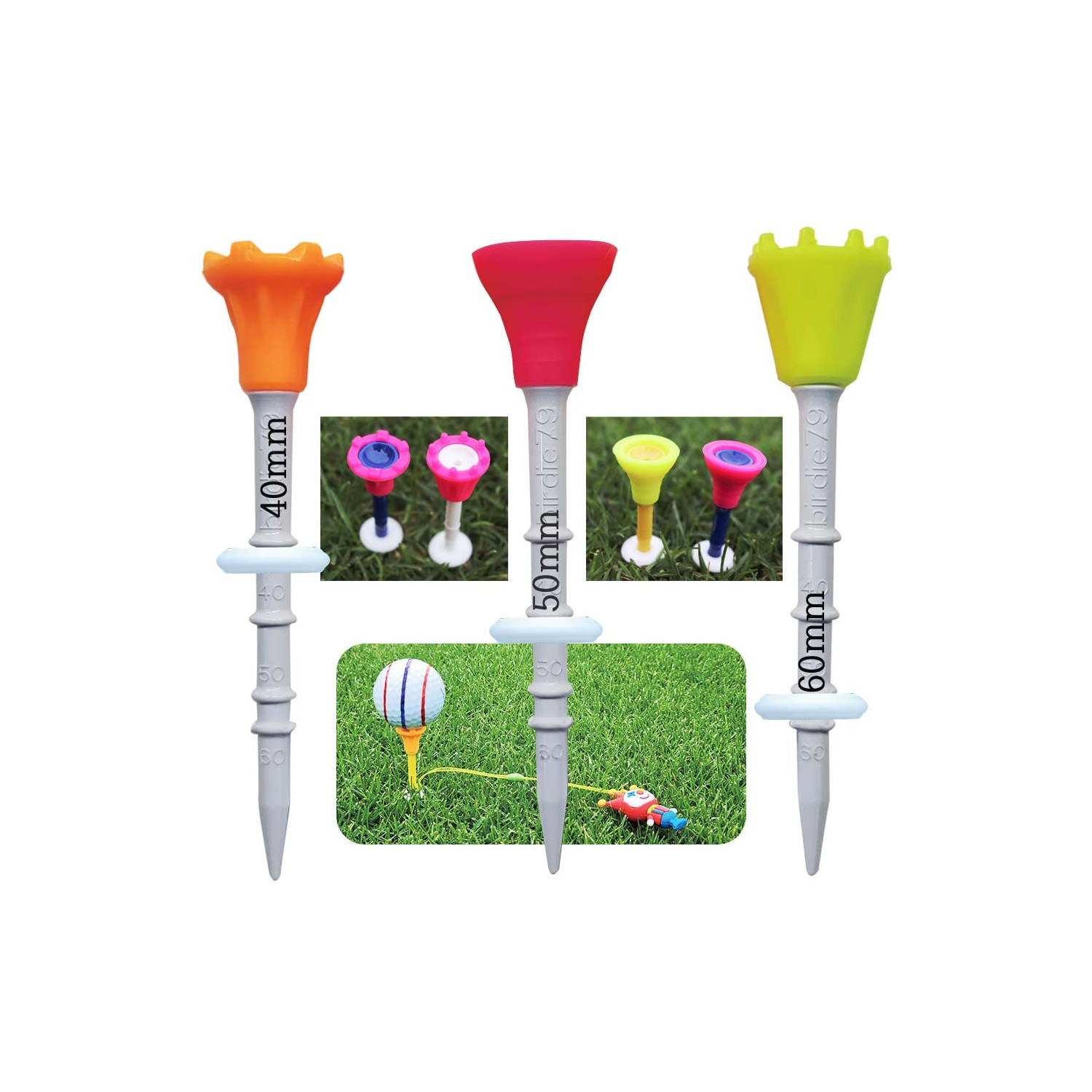 BIRDIE79 Upgraded Premium Big Head(Silicone) Golf Tees 3-1/4 – Height ...