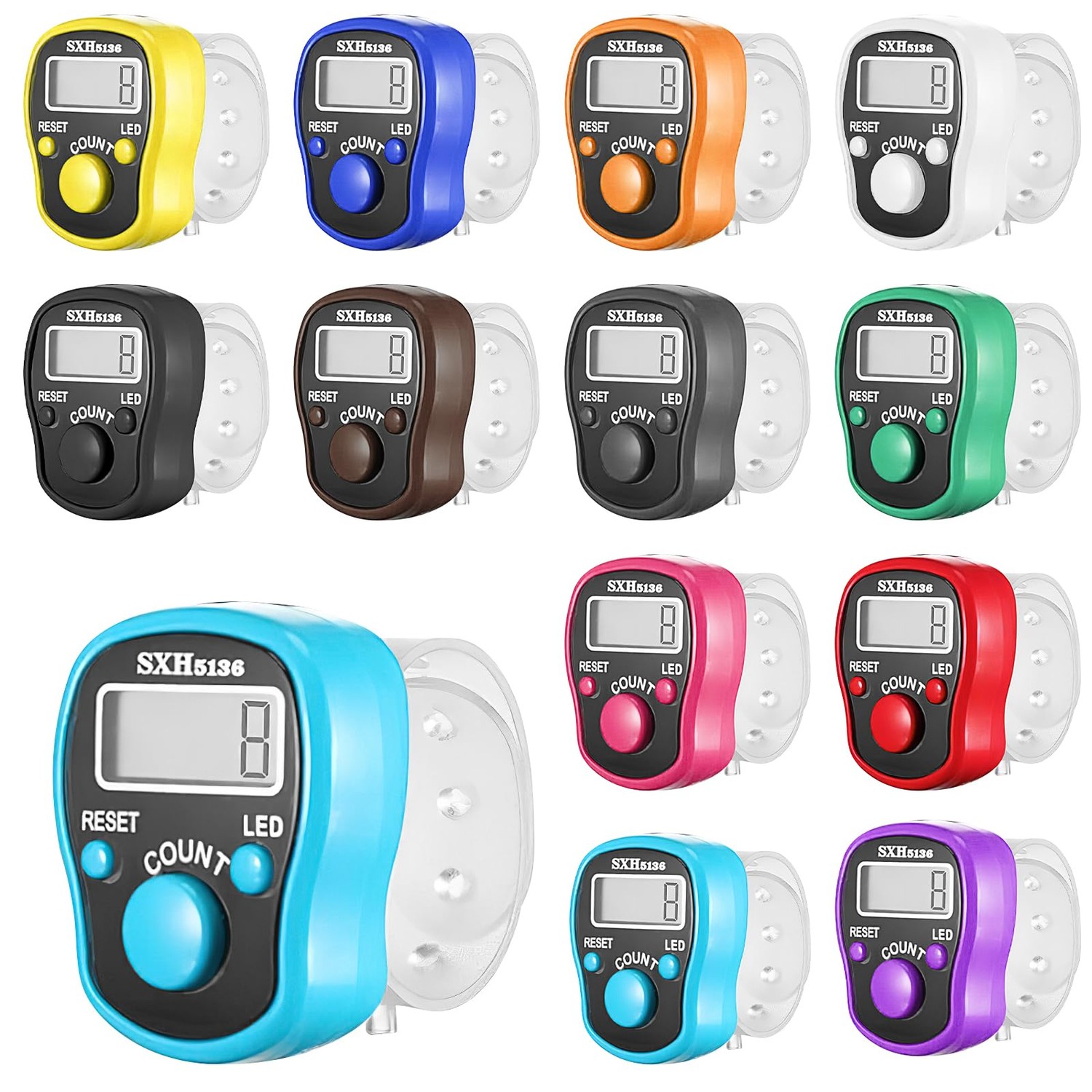 12 Pack LED Finger Tally Counter Clicker, 5 Digit Mechanical Tally ...