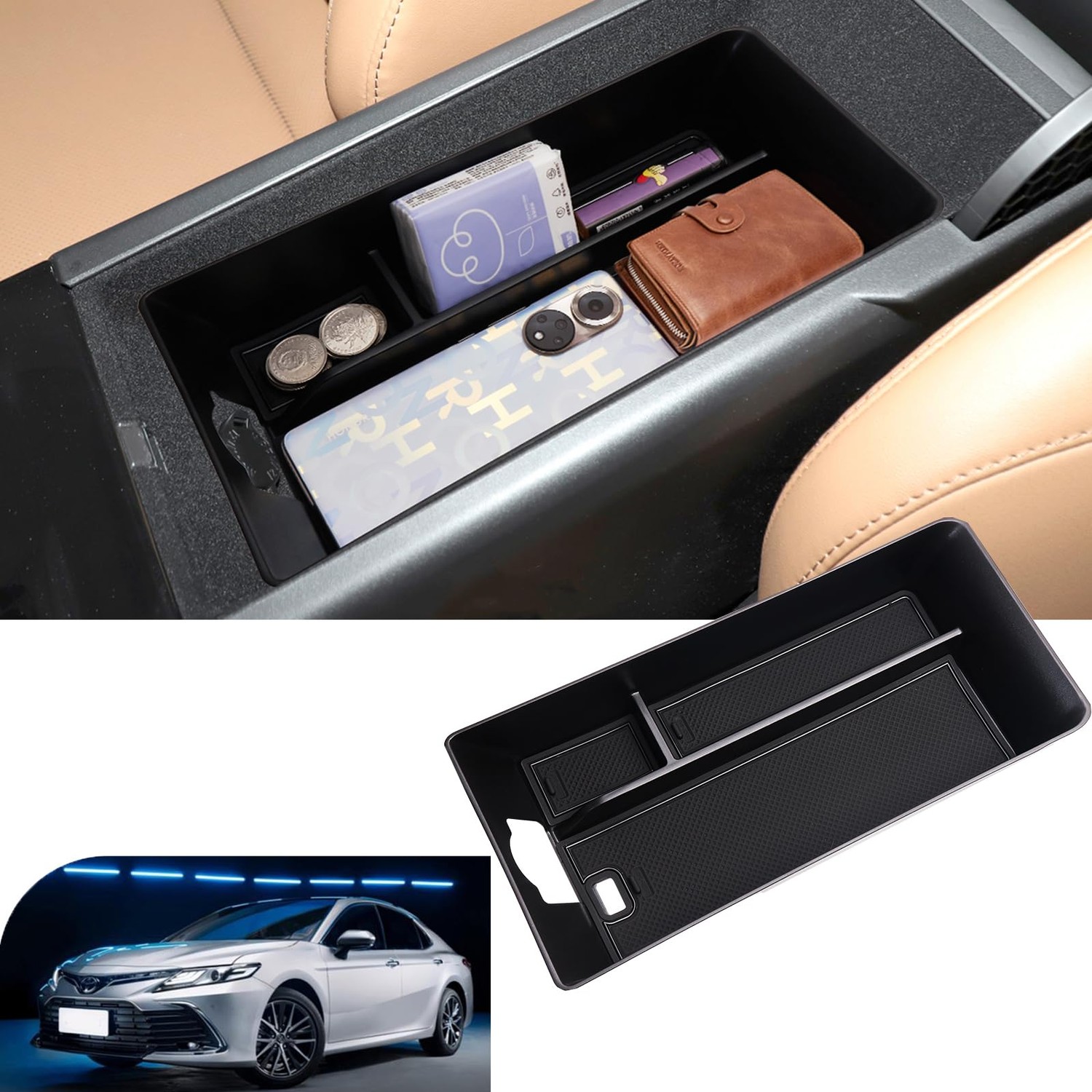 CONGCONG for 2025 Camry Center Console Organizer Accessory Tray Fit for ...