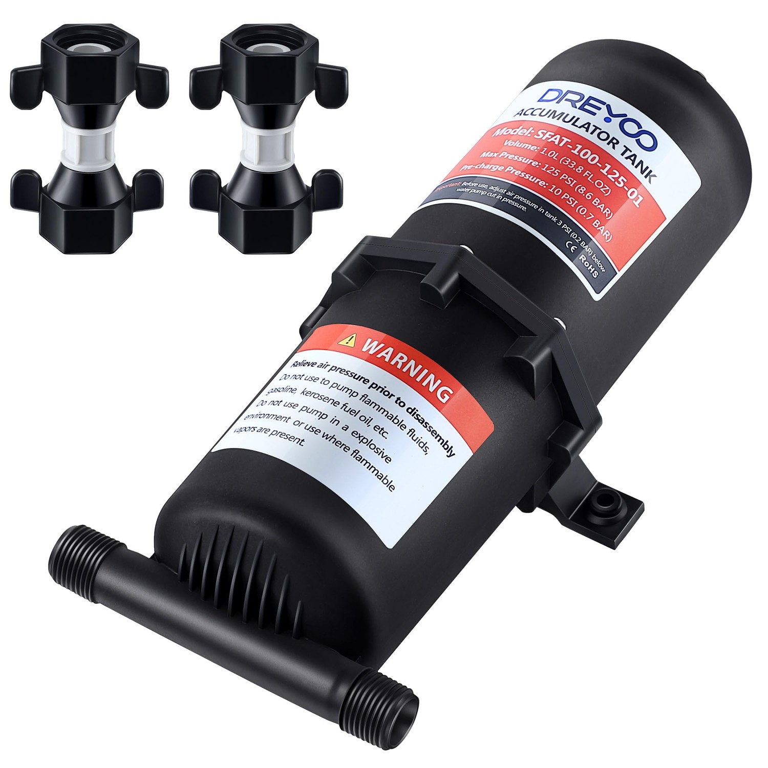 Dreyoo RV Accumulator Tank 1L 125PSI, Pre Pressurized Accumulator Tank ...