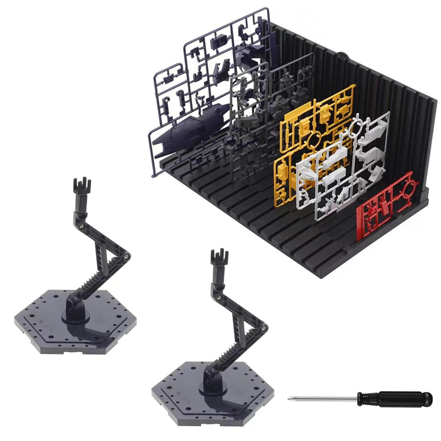 3-Pieces Gundam Model Kit Display Stand and Runner Storage System with ...