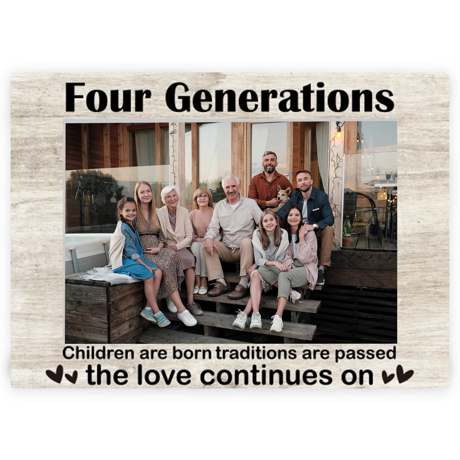 CAIFZ Four Generations Picture Frame, Family Wooden Photo Frame, 4x6 ...
