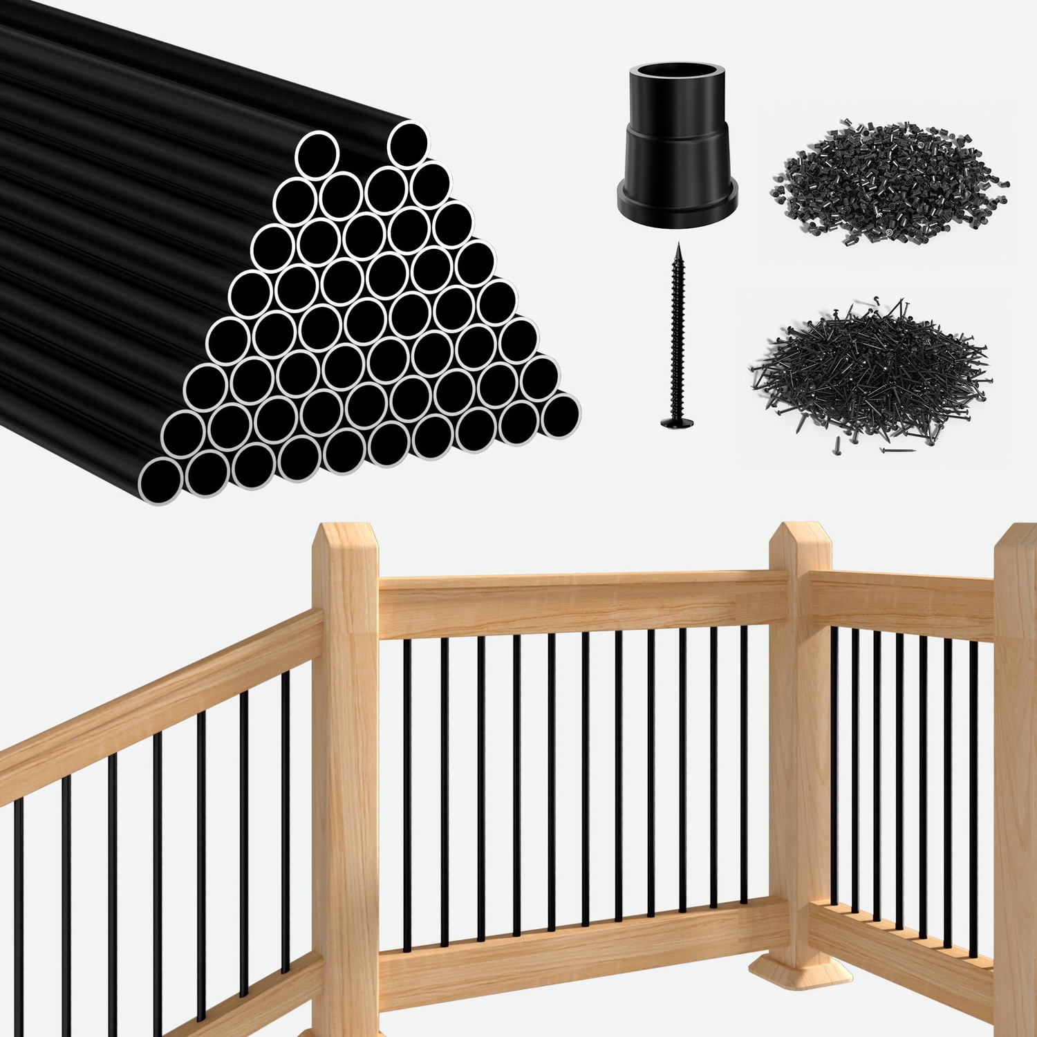 Bikykose 26" Aluminum Stair Balusters – 51-Pack Deck Railing Spindles ...