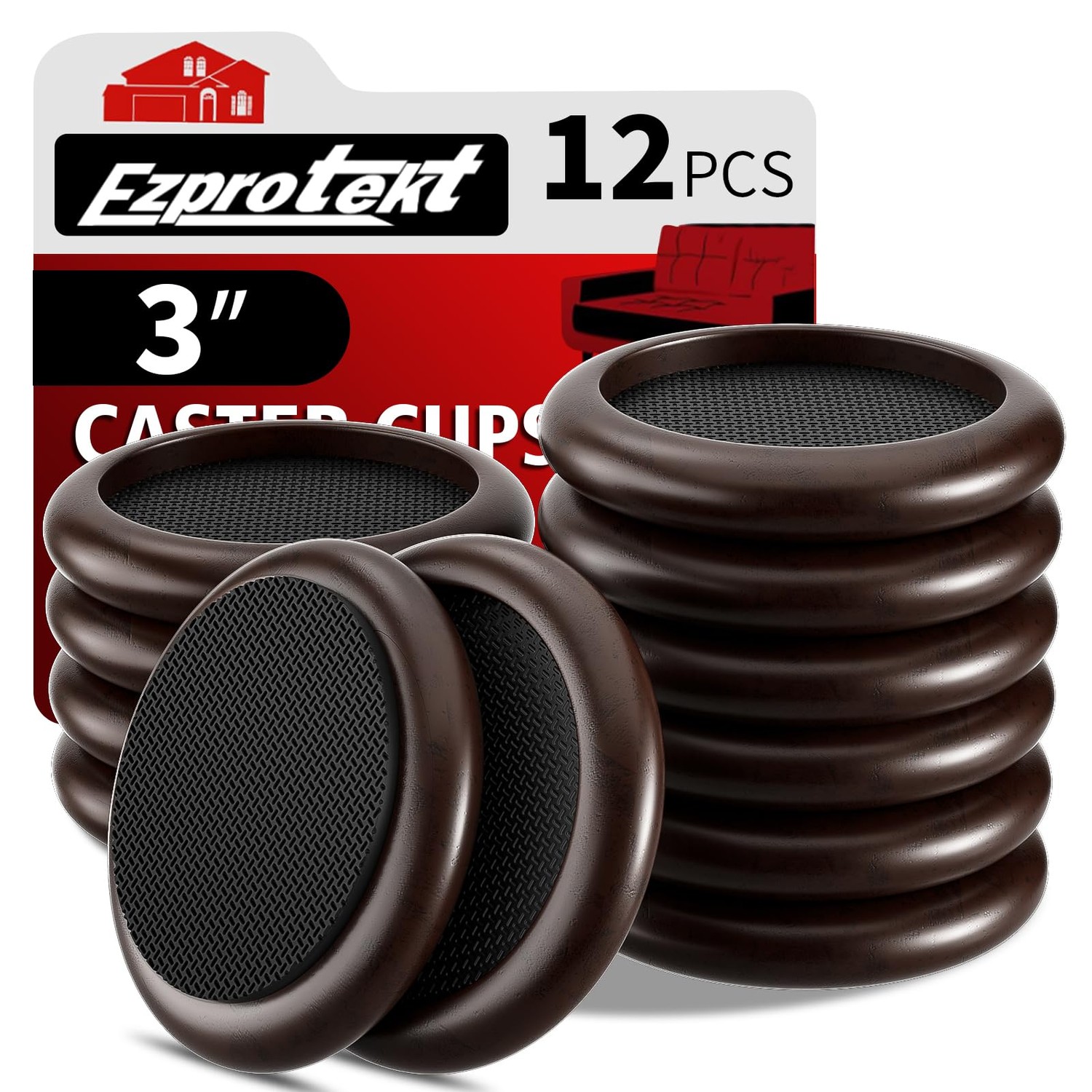Ezprotekt 3 inch Premium EVA Castor Cups for Wooden Floors & Smooth ...