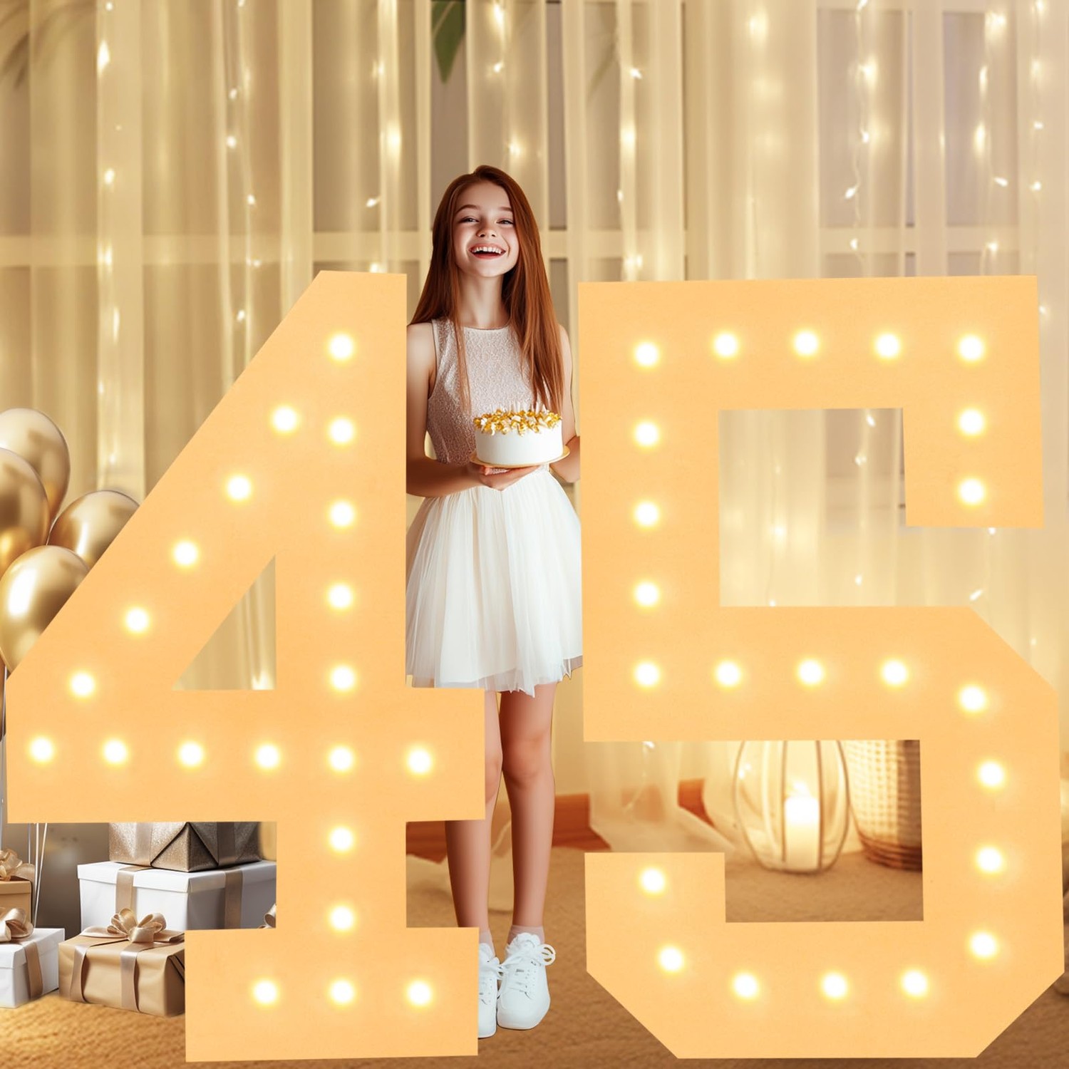 LOBOOM 4FT Light Up Numbers, Marquee Numbers 4 Feet Tall Giant Number ...