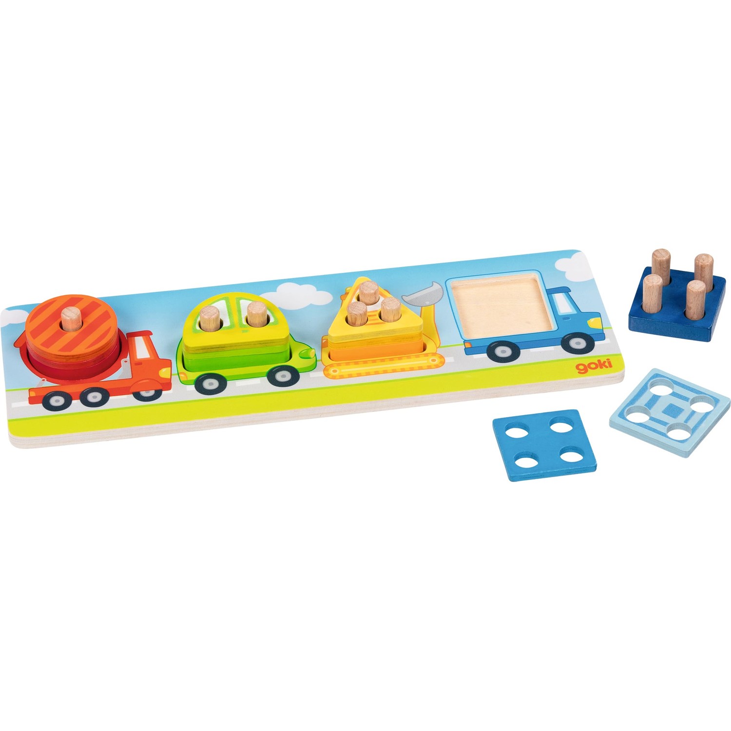 goki 58348 Wooden Shape Sorting Game Vehicles, Educational Game for ...