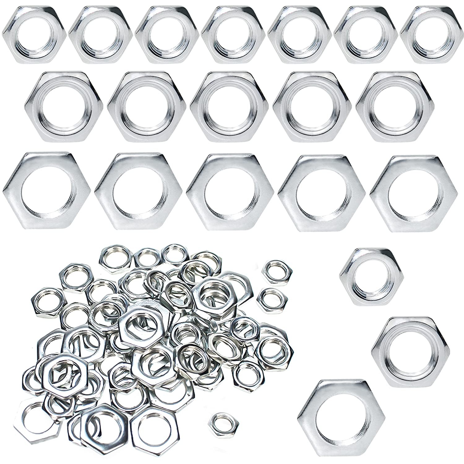 Hexagon Nuts M8 M10 M12 Galvanized Thin Nut Pitch Metric Fine Thread ...