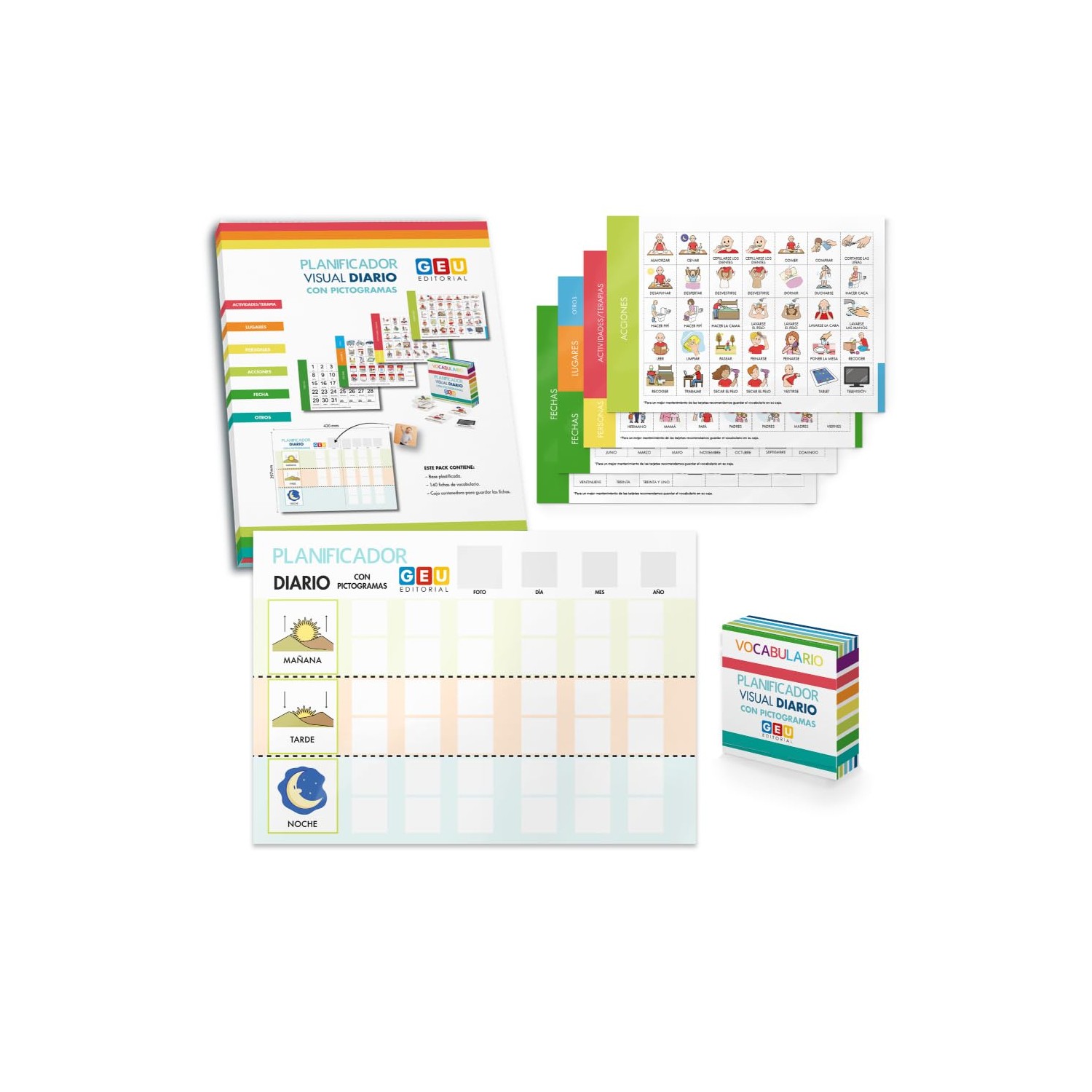 Calendario visual para niños con pictogramas autismo en español ...