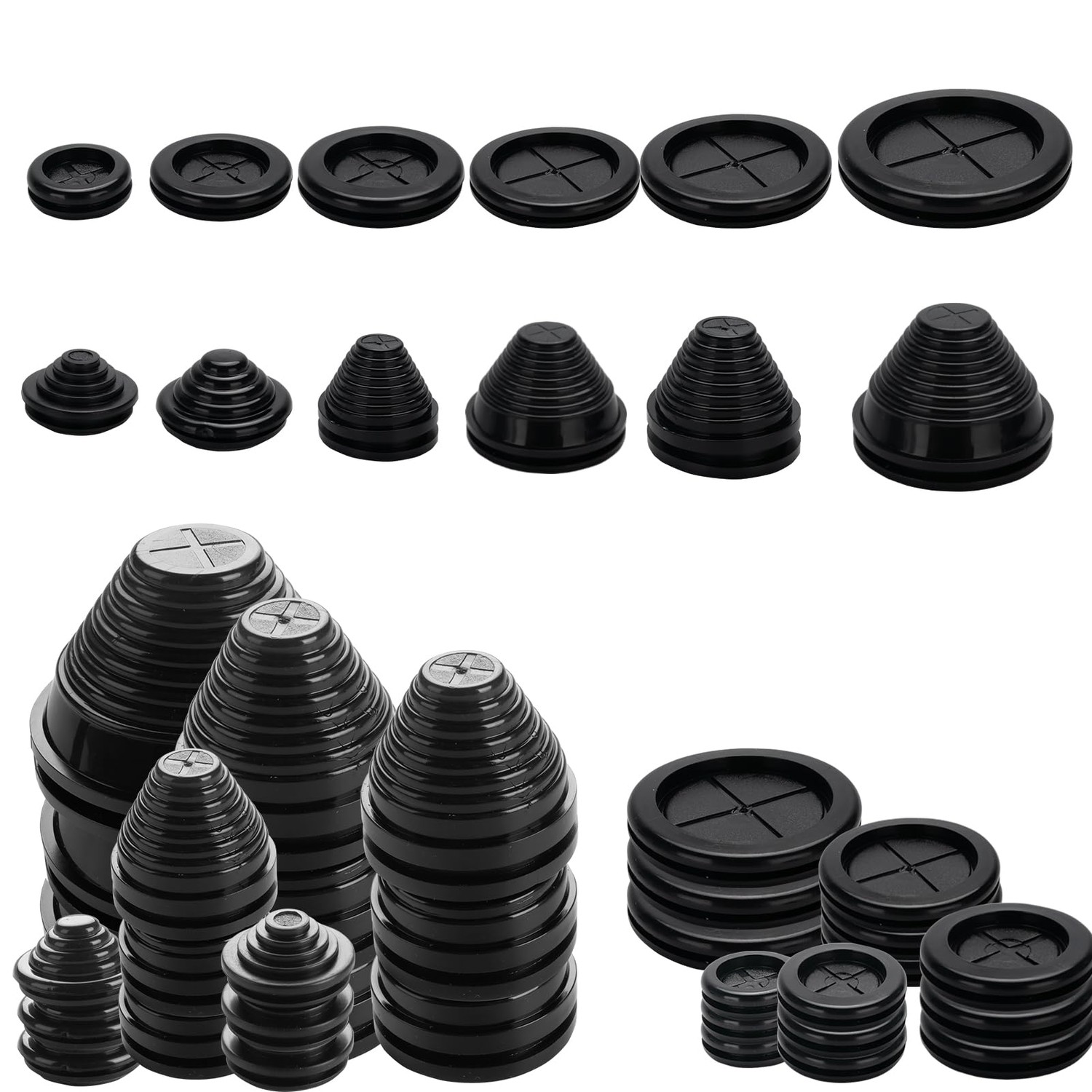 42Pcs Rubber Grommets for Wiring, Closed Rubber Grommet Kit In14 Assorted Sizes of Tower Type ...