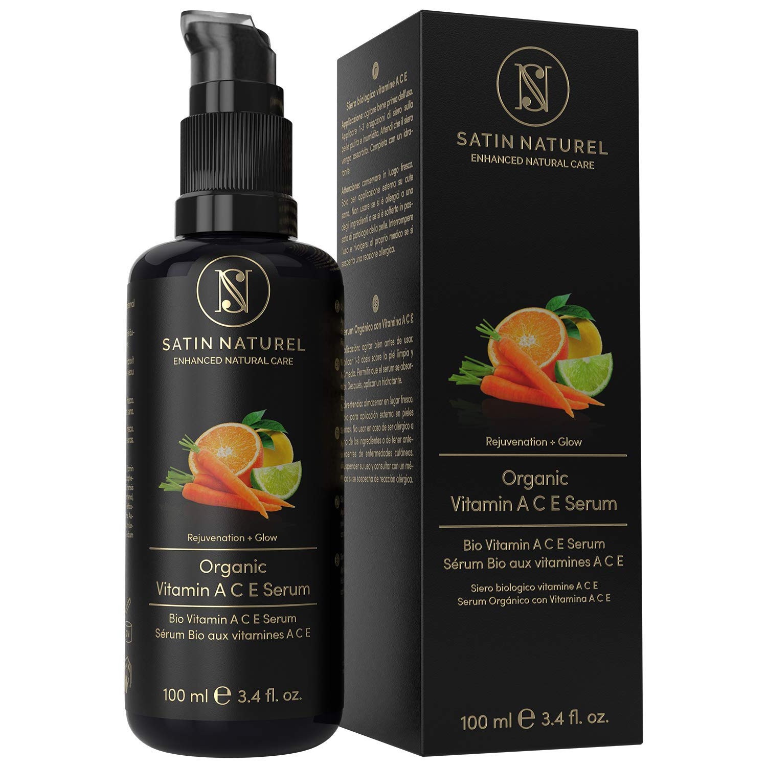 Satin Naturel Organic Vitamin ACE Serum - Anti-Wrinkle Serum w/Vitamin ...