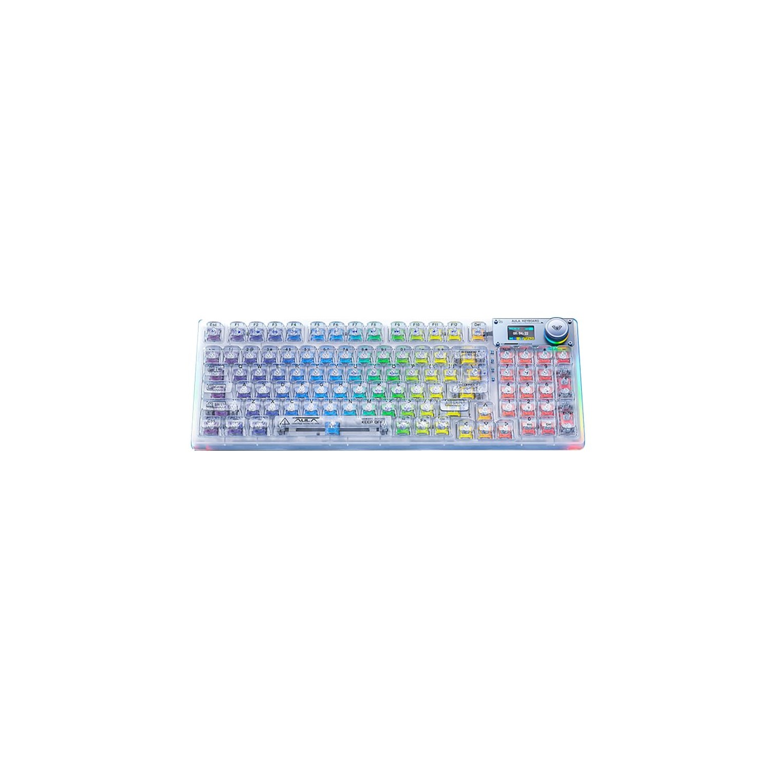 AULA F98 Pro Wireless Mechanical Keyboard with Transparent Keycaps,Hot ...