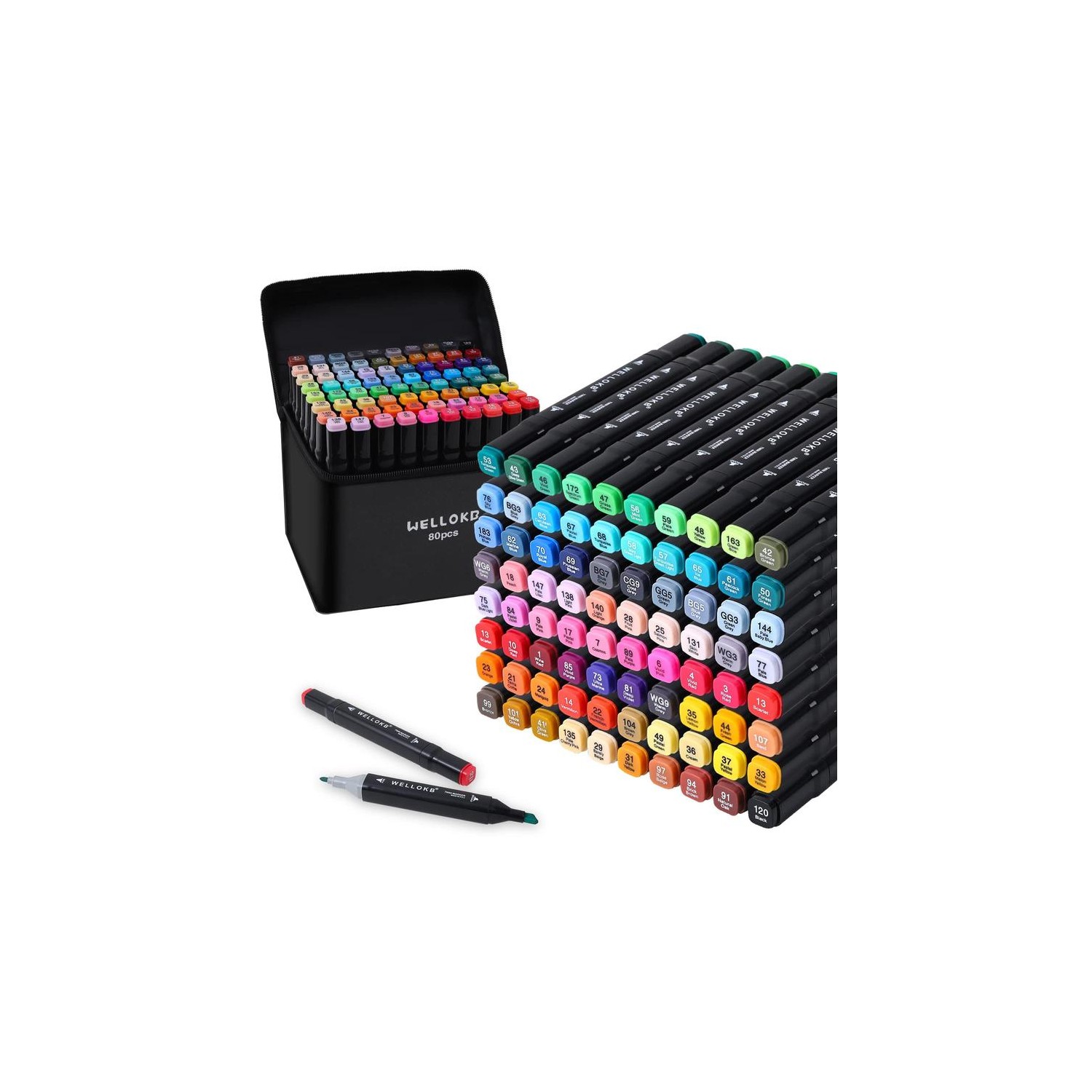 WELLOKB Alcohol Markers,Mixed color marker pen set,Art supplies,Art ...