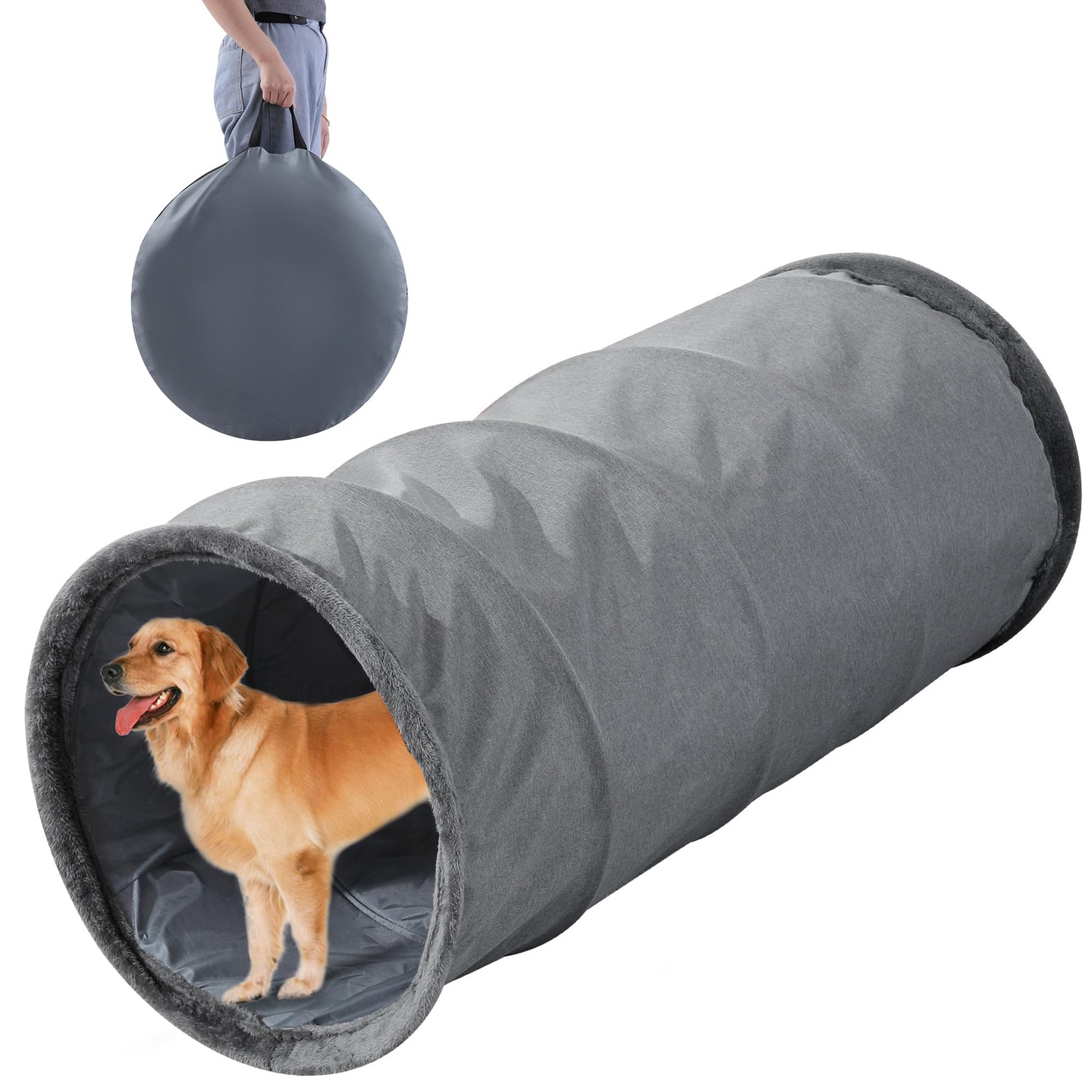 HOMBYS Extra Large Dog Tunnel for Large Dogs,Flannel Dog Agility Tunnel,Huge Cat Tubes and ...