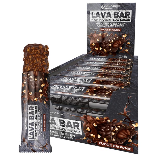 IronMaxx Lava Bar Protein Bar - Fudge Brownie 18 x 40 g | High Protein ...