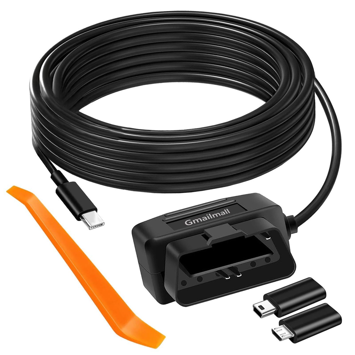 OBD Power Cable Kit Dash Camera USB to Type C Hardwire Kit for Dashcam ...