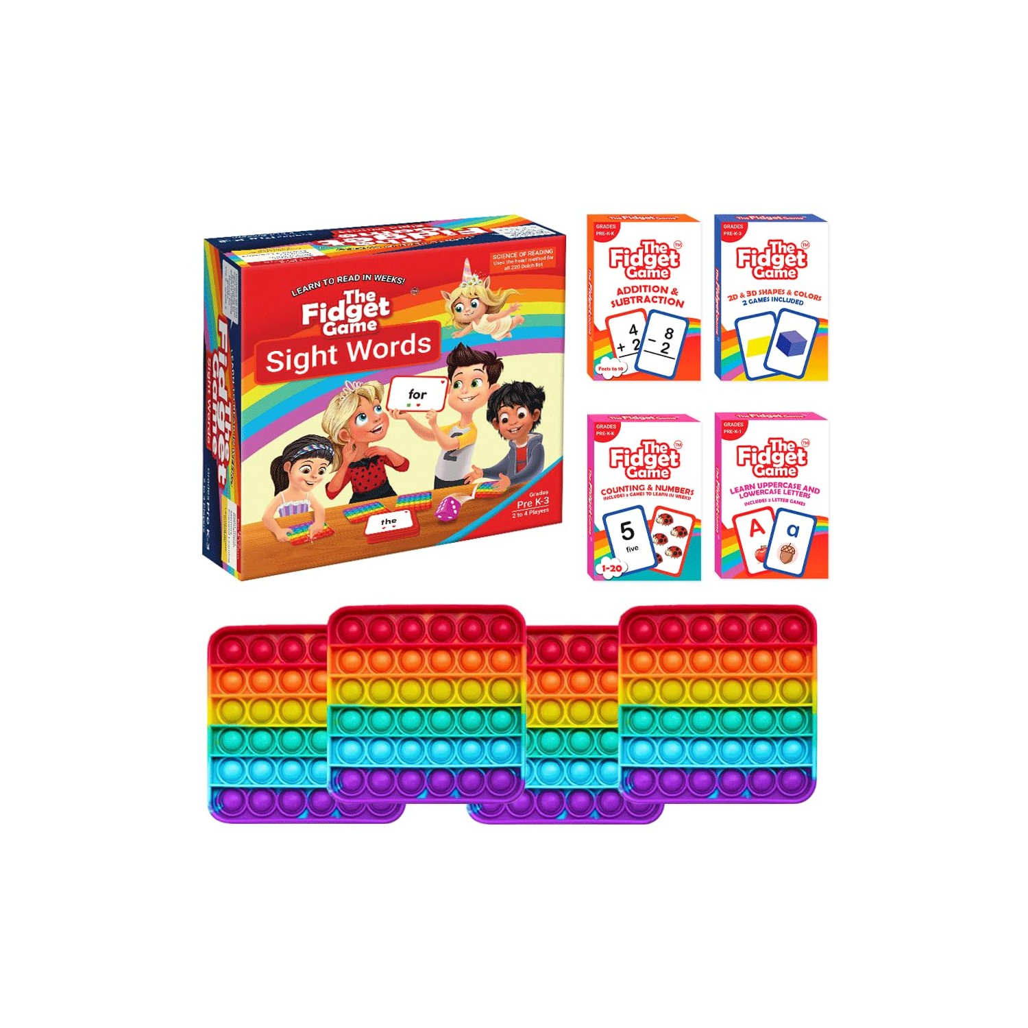 THE FIDGET GAME Kindergarten Learning Bundle - Flashcards and Pop ...