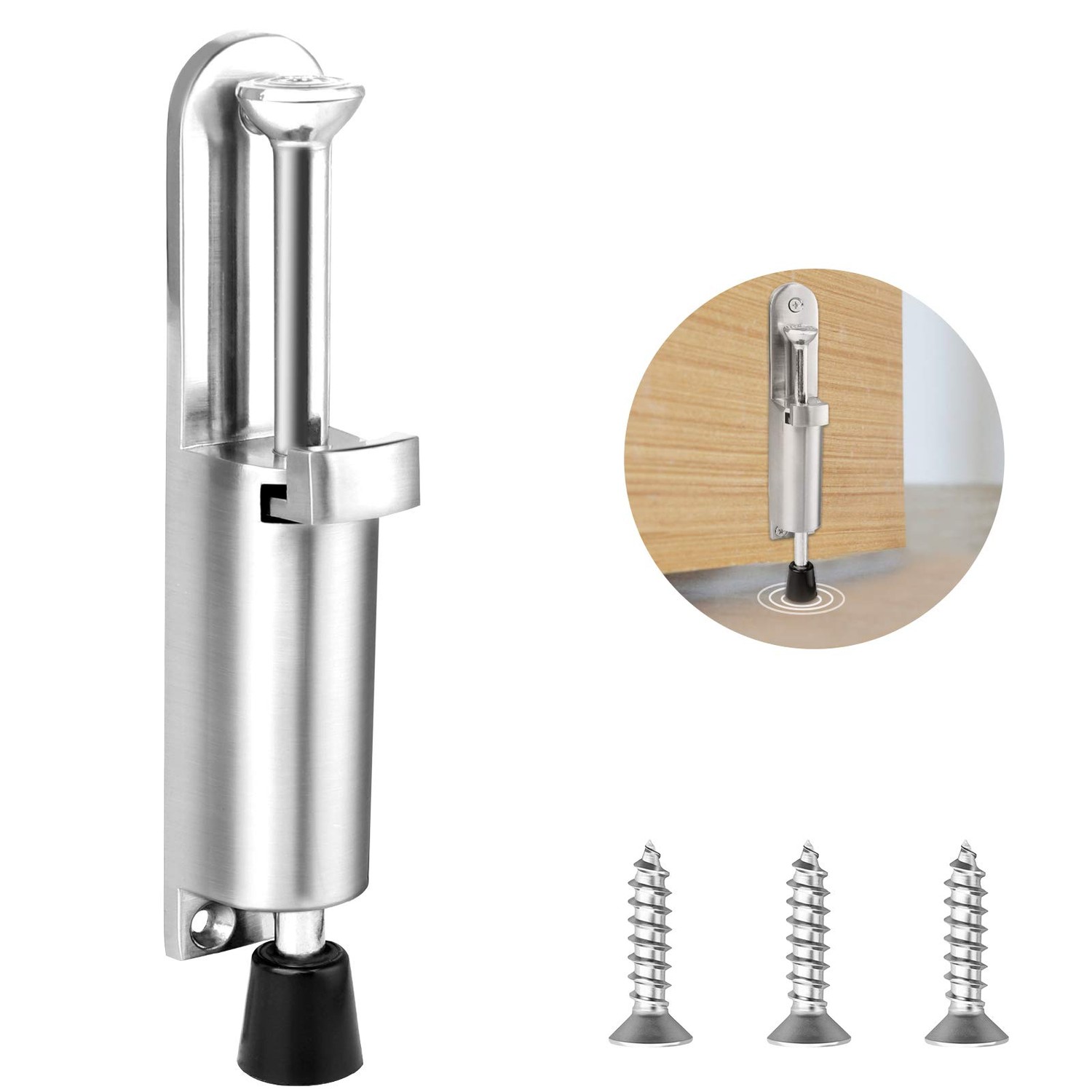 1 Pieces Door Holder, Heavy Duty Door Stopper Adjustable Door Holder with Soft Rubber Spring ...