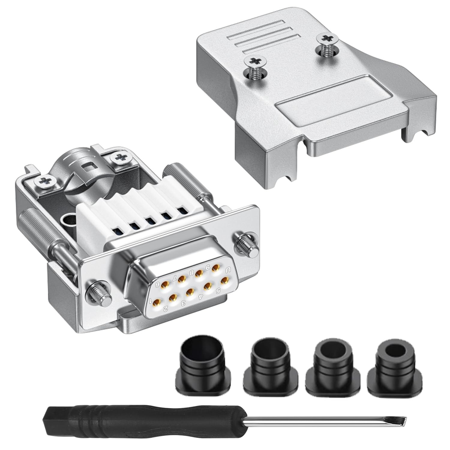 QIANRENON Compact DB9 Solderless Serial Adapter Metal Shell DB9 Female ...