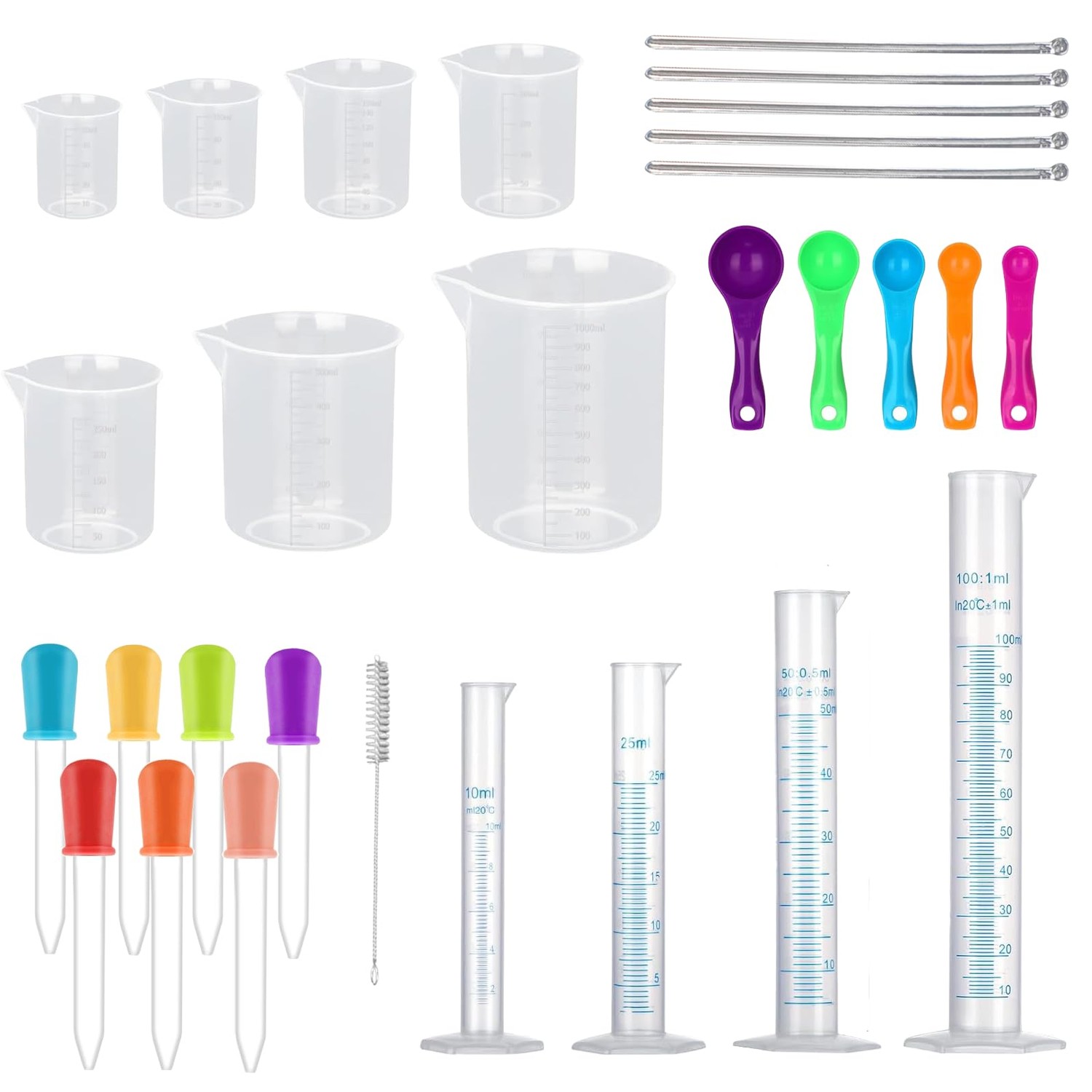 28-Piece Measuring Jugs and Cups Set with Beakers, Cylinders, Spoons ...
