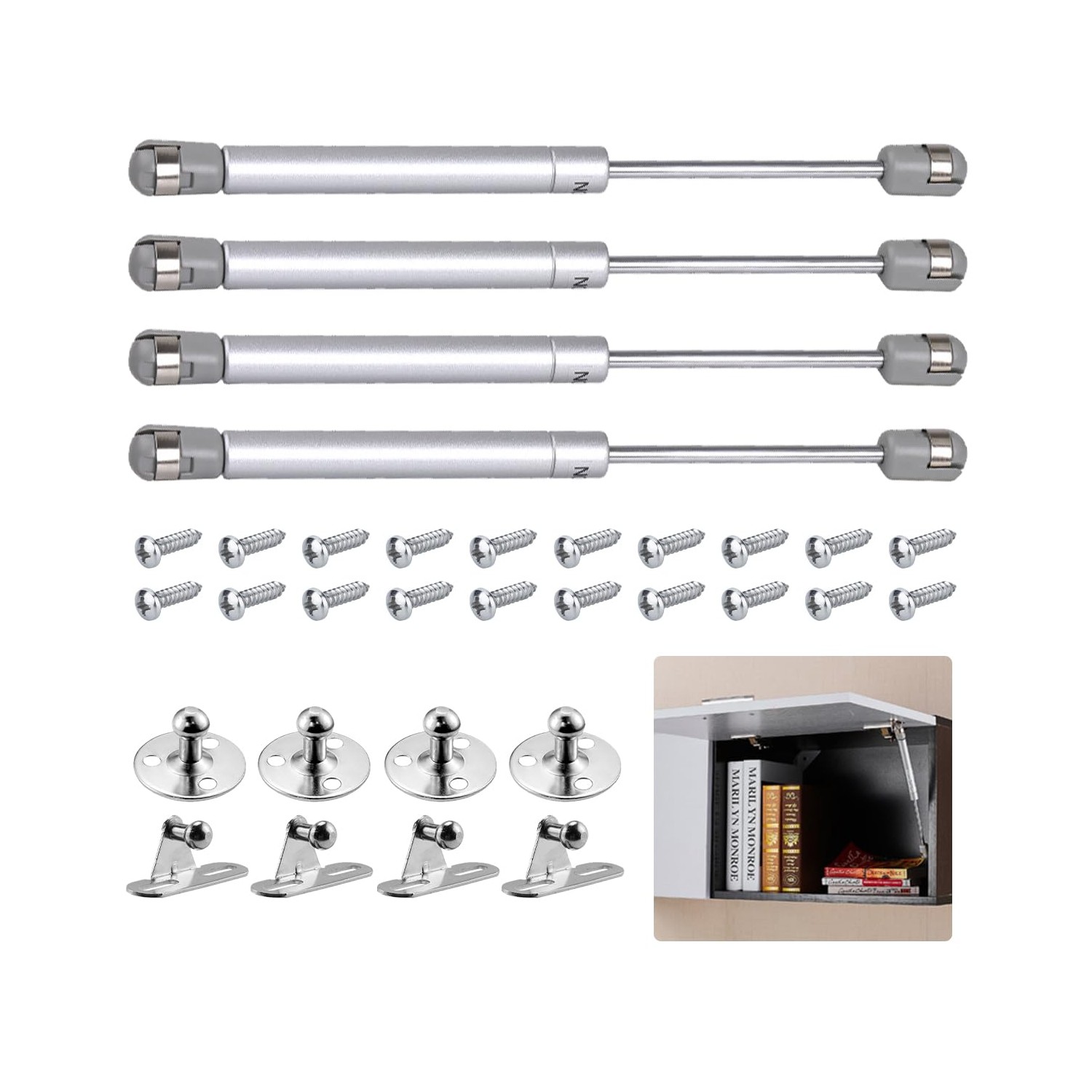 Pack of 4 Gas Pressure Dampers with Screws, Gas Damper Flap Spring ...