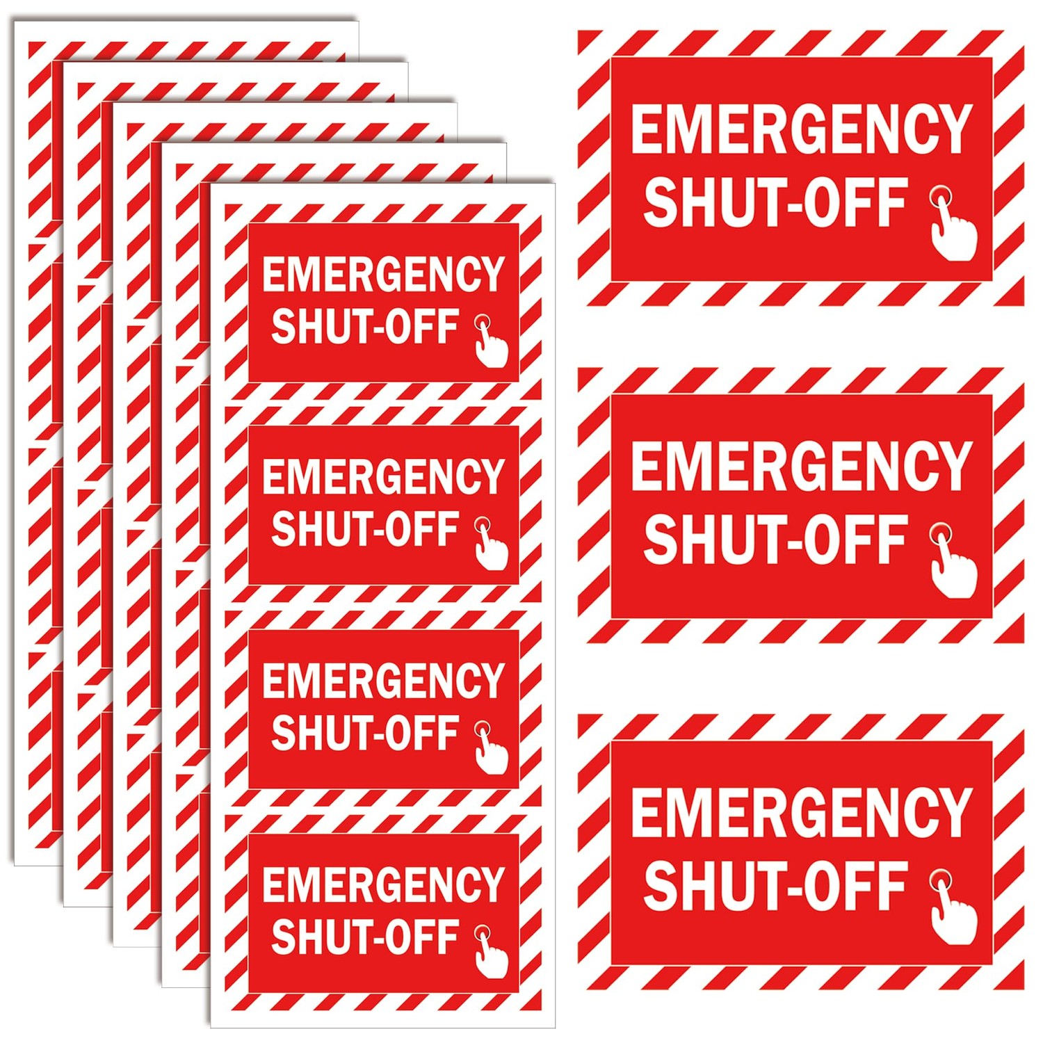 20 Pcs Emergency Shut Off Sign Emergency Stop Stickers 1 x 2 inch Red ...