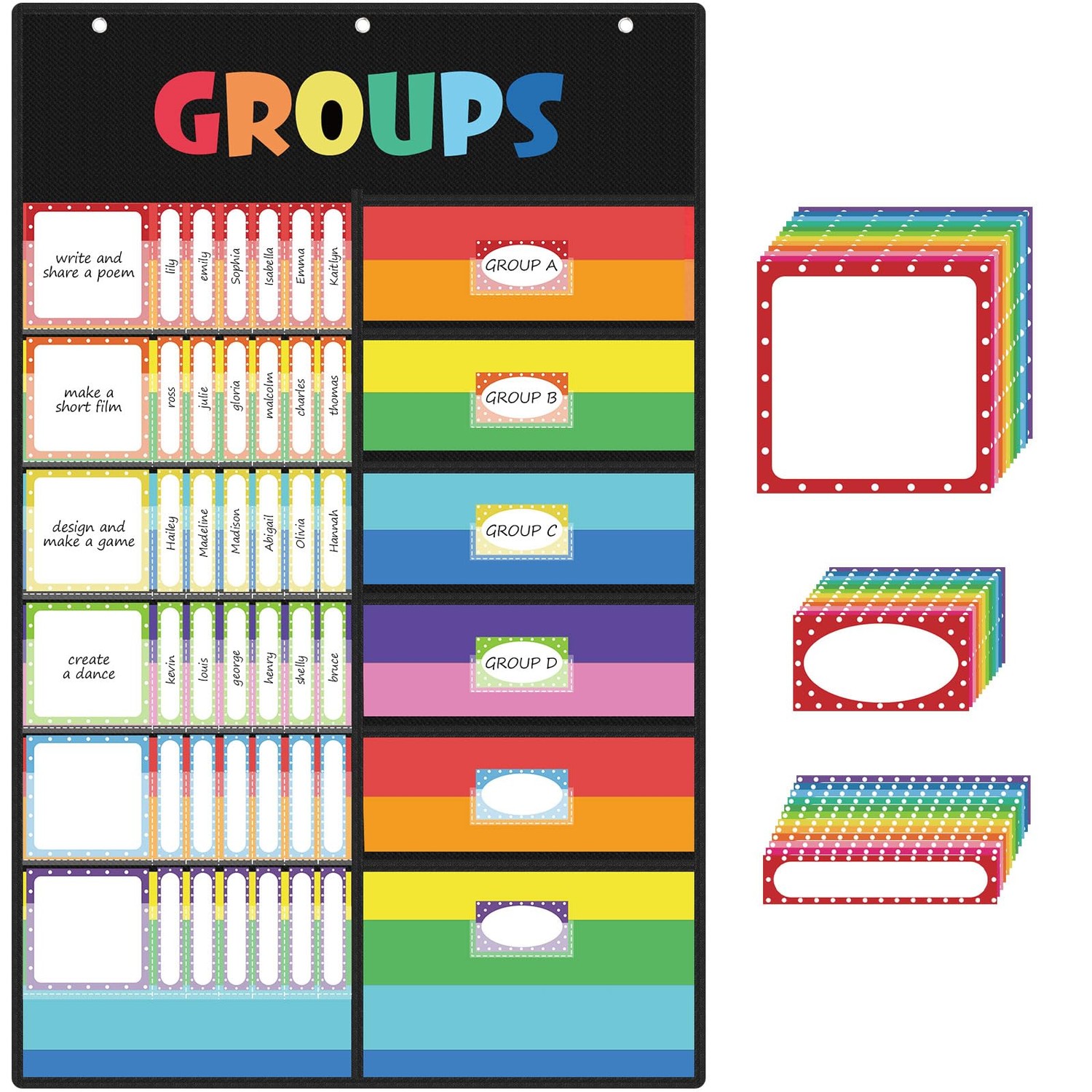 Gueevin Group Management Pocket Chart with 84 Cards Classroom Behavior ...