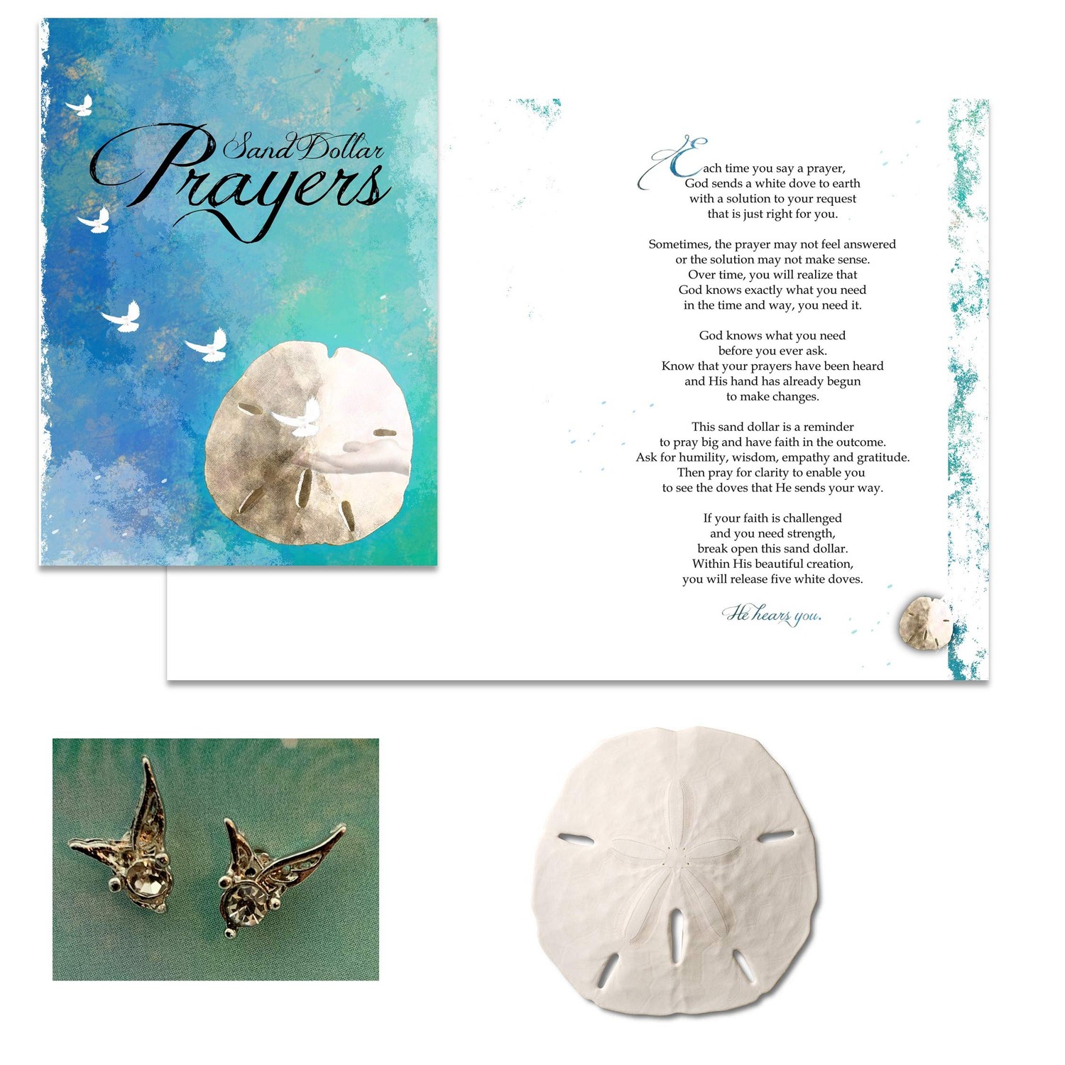 Smiling Wisdom - Sand Dollar Prayers Gift Set - Sand Dollar Earrings ...