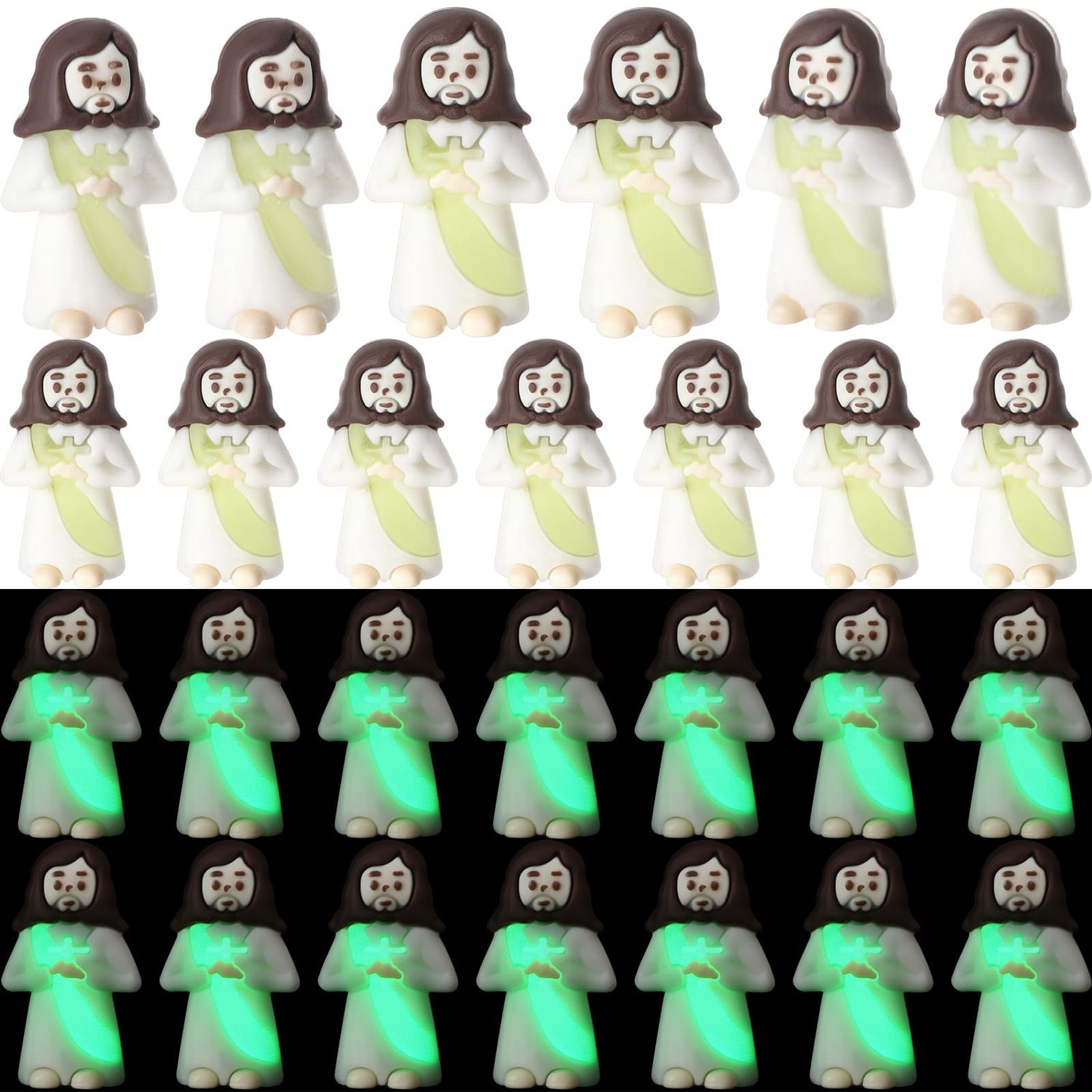 CroBlissful 25 Pcs Mini Jesus Figures Glow in The Dark Little Jesus for ...