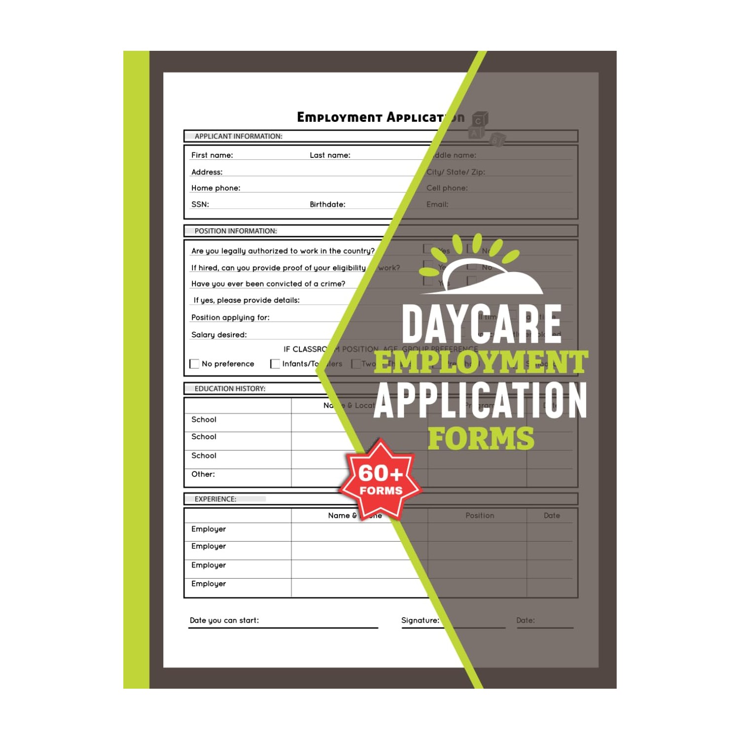 Daycare Employment Application Forms: 60+ New Hire Recruitment Forms ...