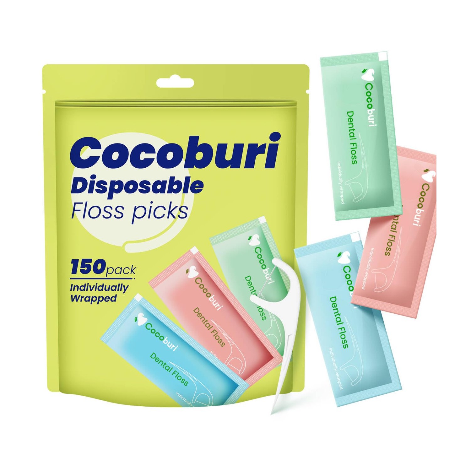 COCOBURI Individually Wrapped Dental Floss Picks-Disposable Floss Picks ...