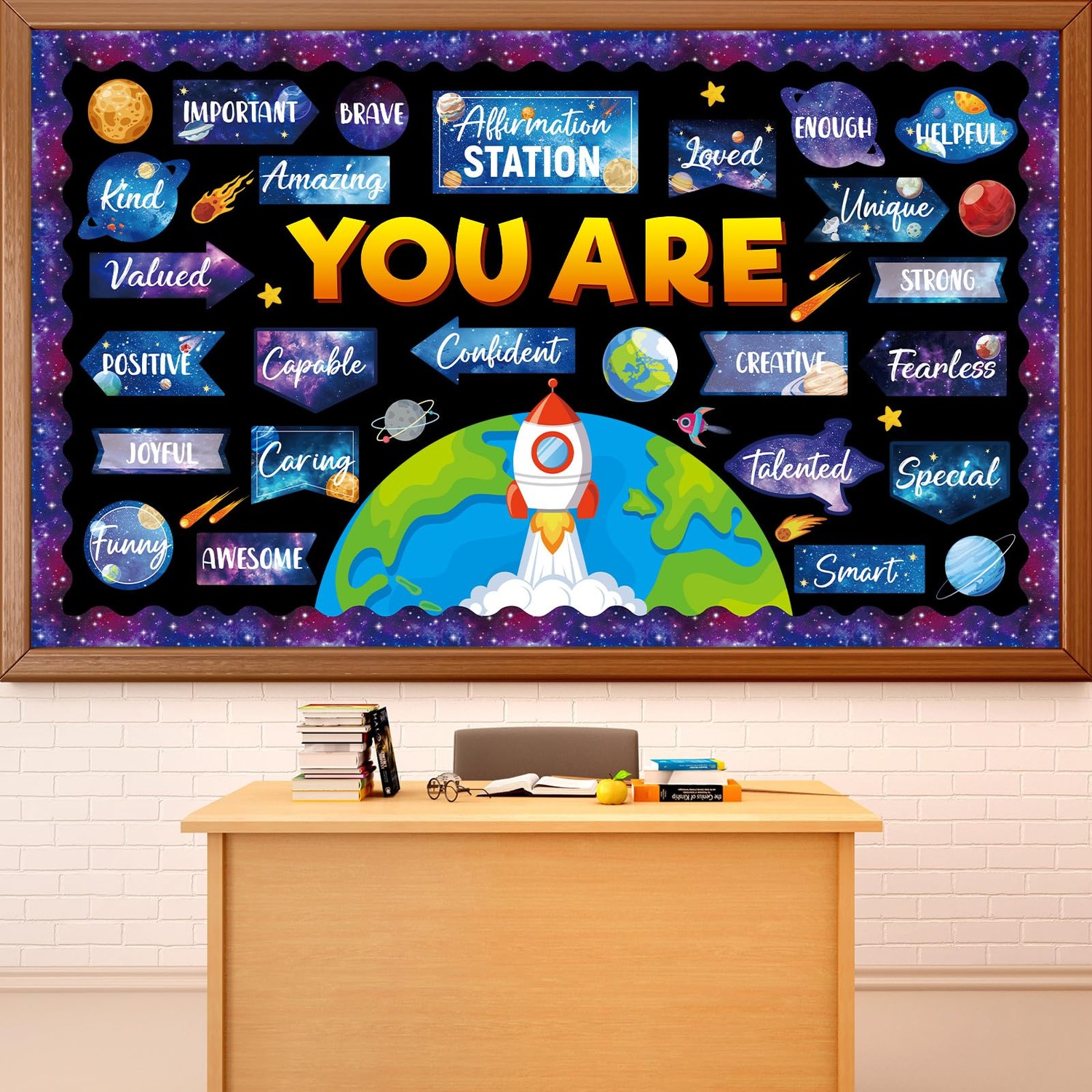 Outer Space Affirmation Station Bulletin Board Set Space Motivational ...