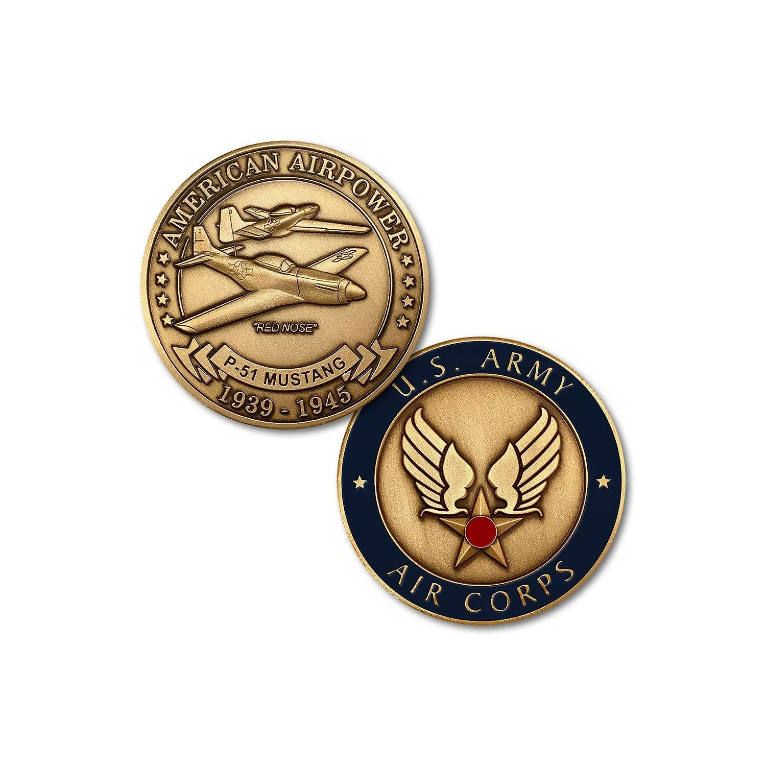 North American, NAA, P-51 Mustang Challenge Coin, 1 1/2", WWII Aviation ...
