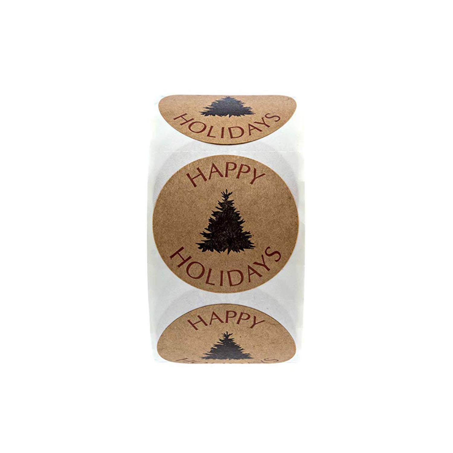 Happy Holidays Tree Stickers 1 inch Round Tag Label Christmas Sealing ...