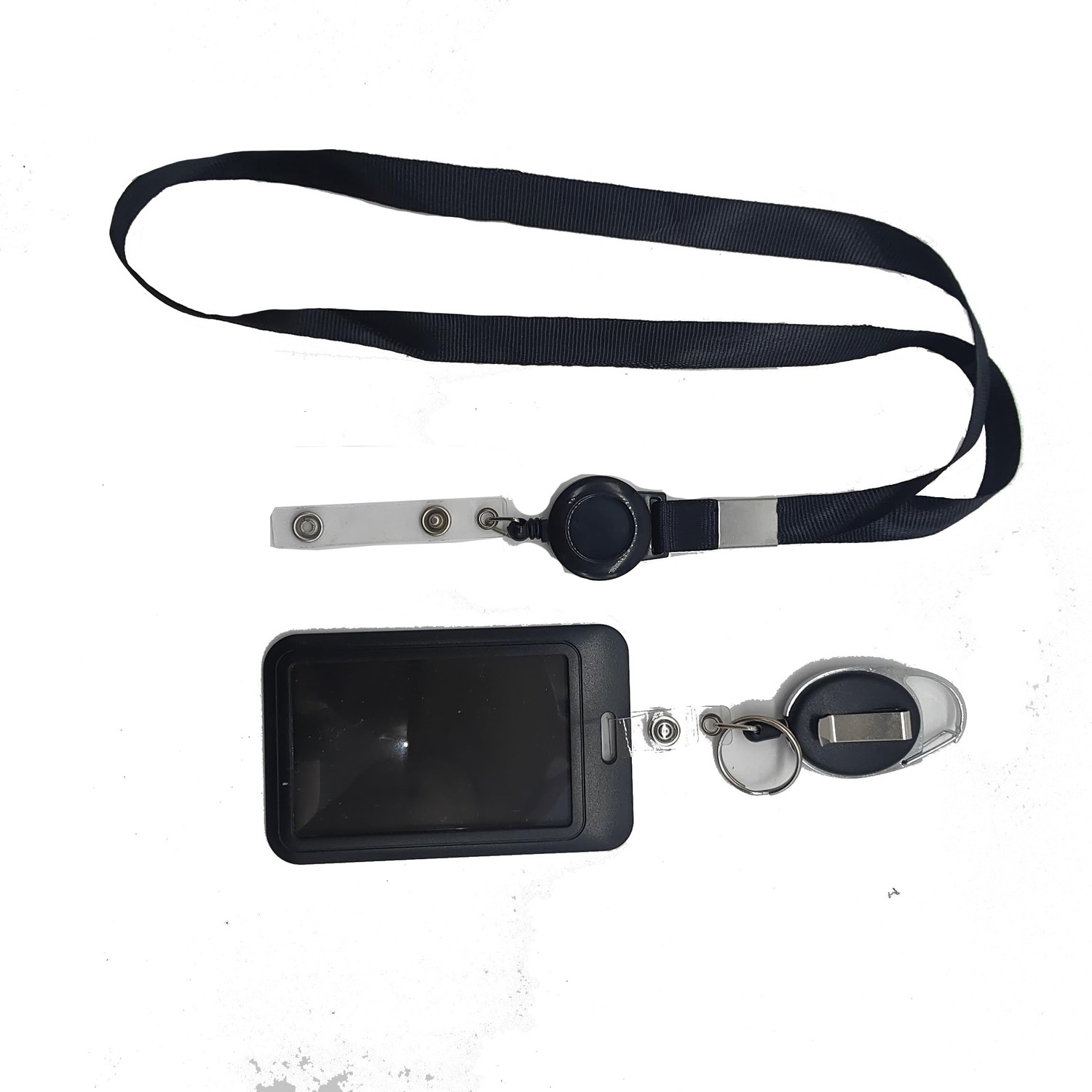 Retractable ID Card Holder with Adjustable Lanyard Badge Reels Vertical ...