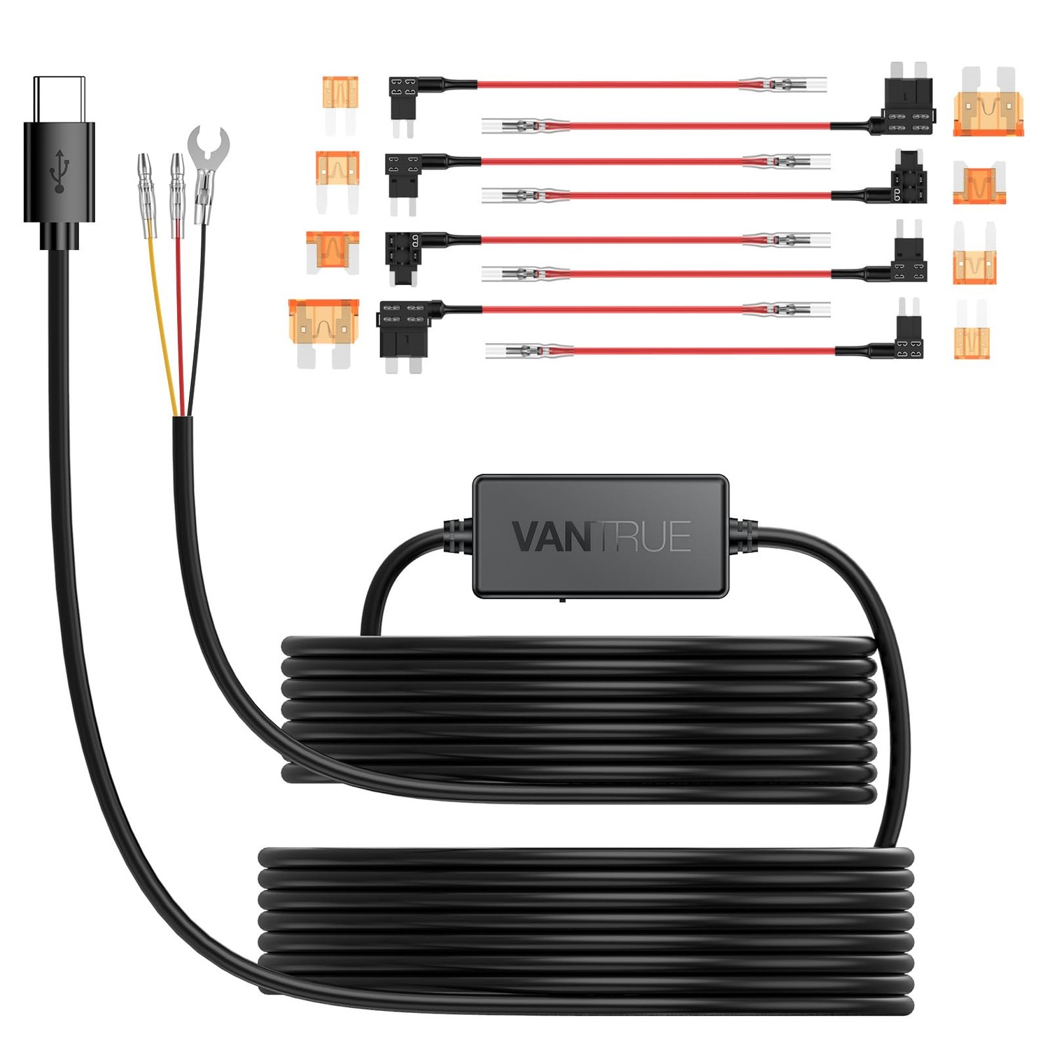 VANTRUE Vantrue 11.5ft Type C USB 12V 24V to 5V Dash Cam Hardwire Kit ...