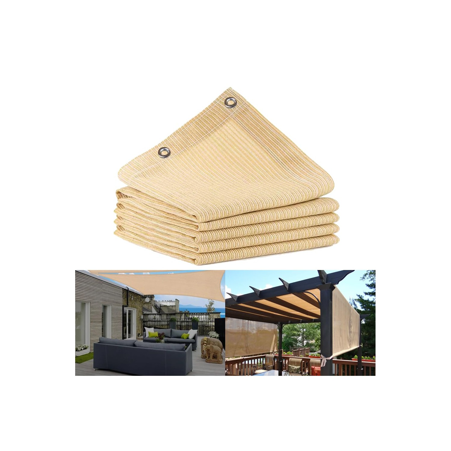 JUNKOGO 90% Sun Shade Cloth, 6x6ft Pergola Shade Cover with Reinforced ...